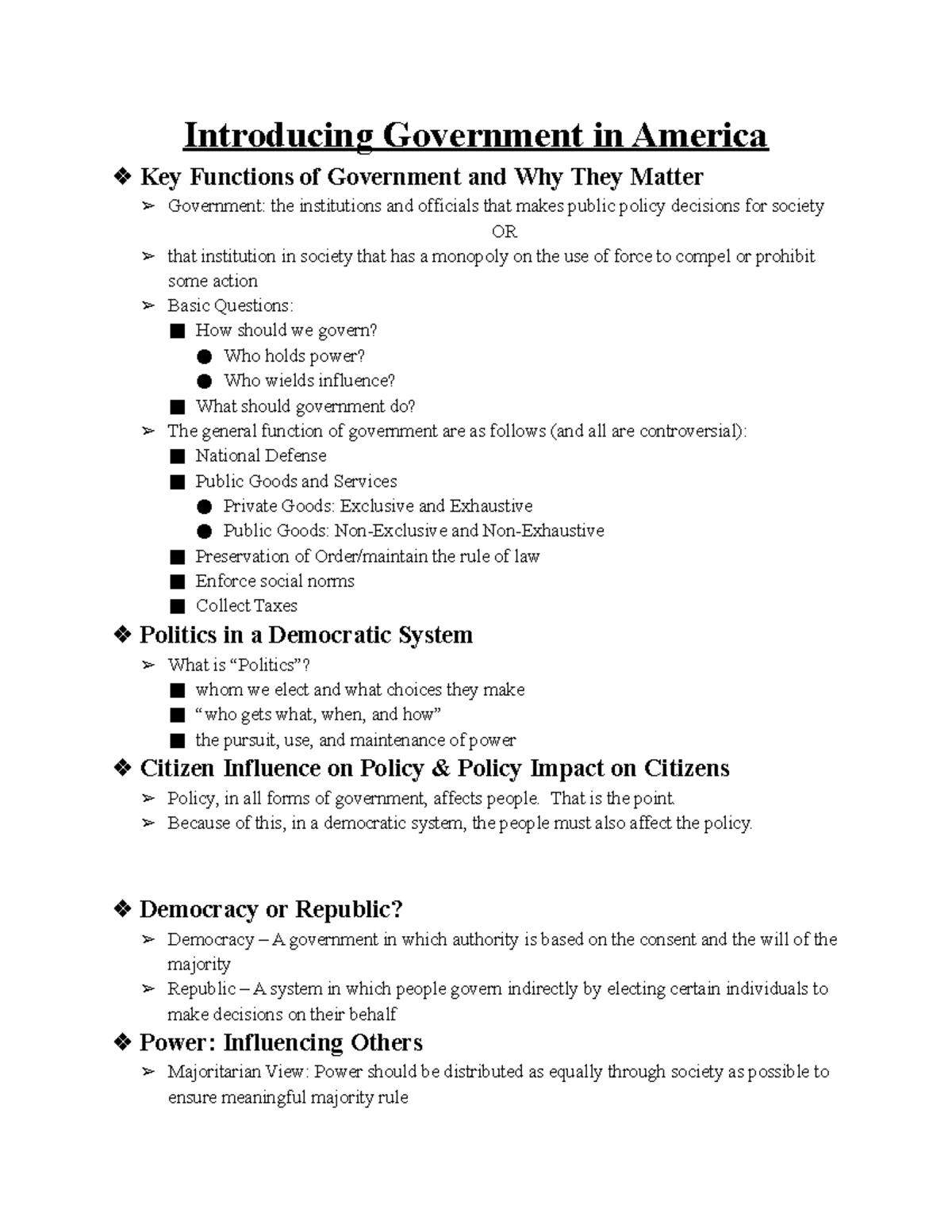 Ch 1. Introducing Government in America - Introducing Government in ...