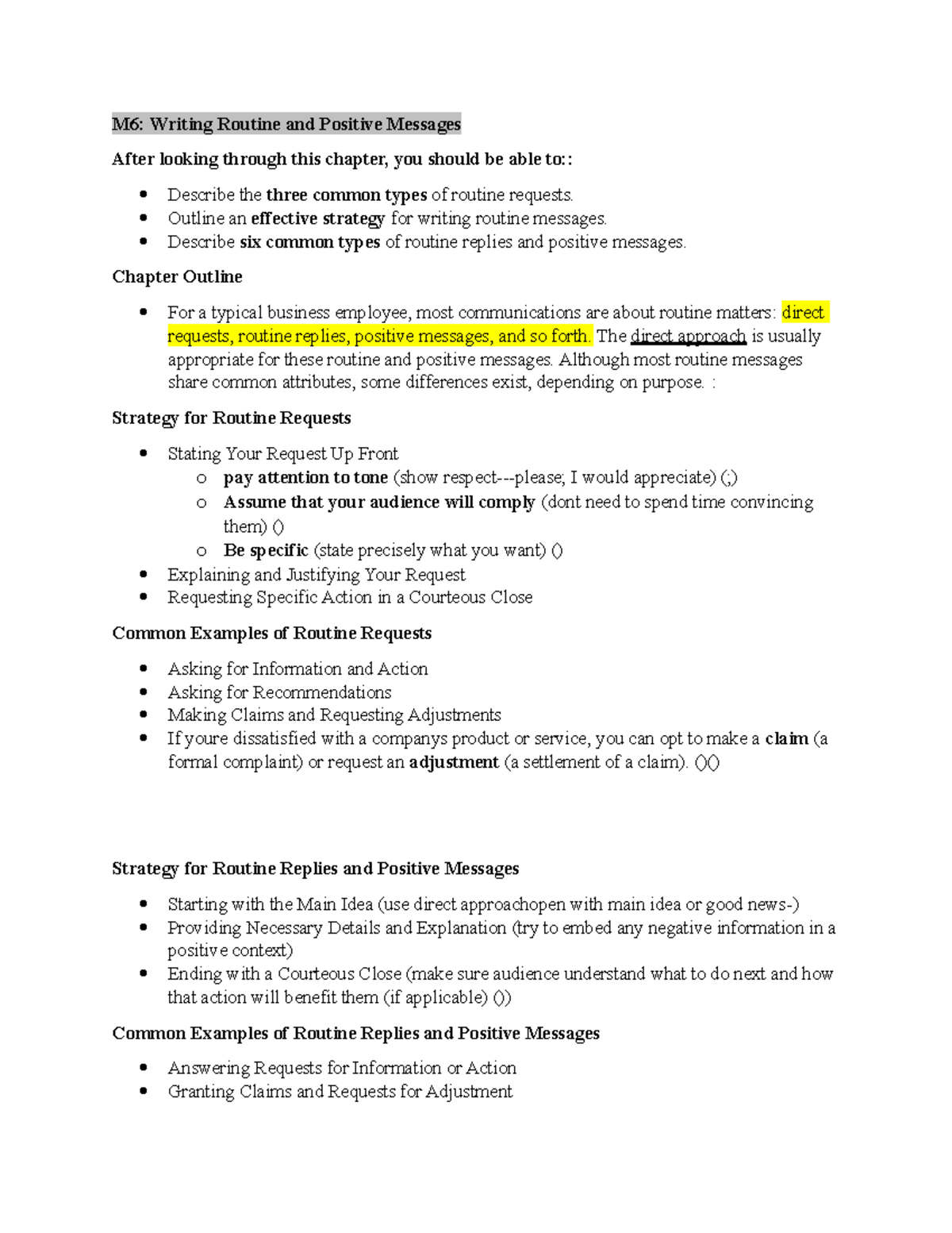 M6 Writing Routine and Positive Messages - Outline an effective ...