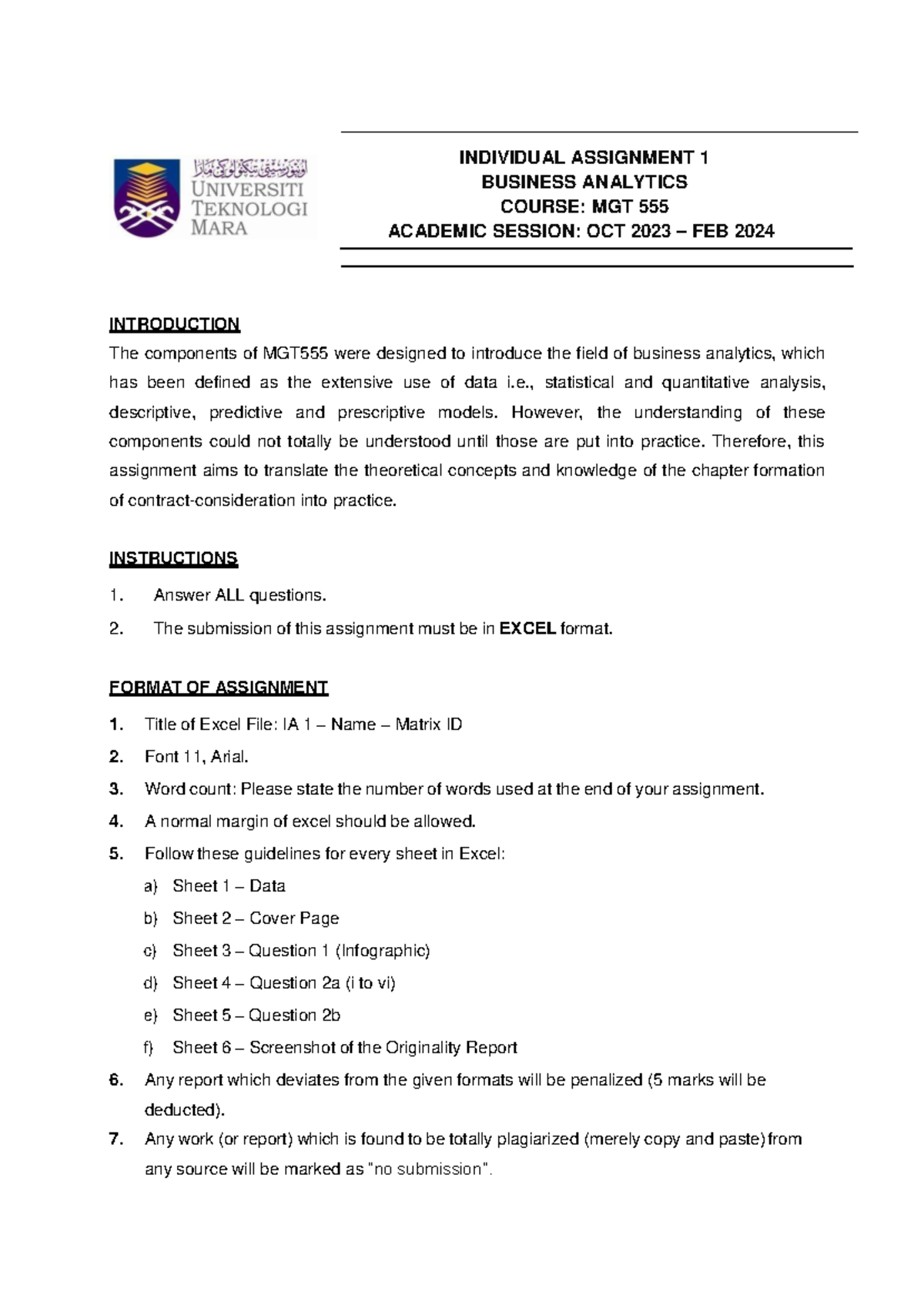 MGT555 -Individual Assignment 1 - INDIVIDUAL ASSIGNMENT 1 BUSINESS ...