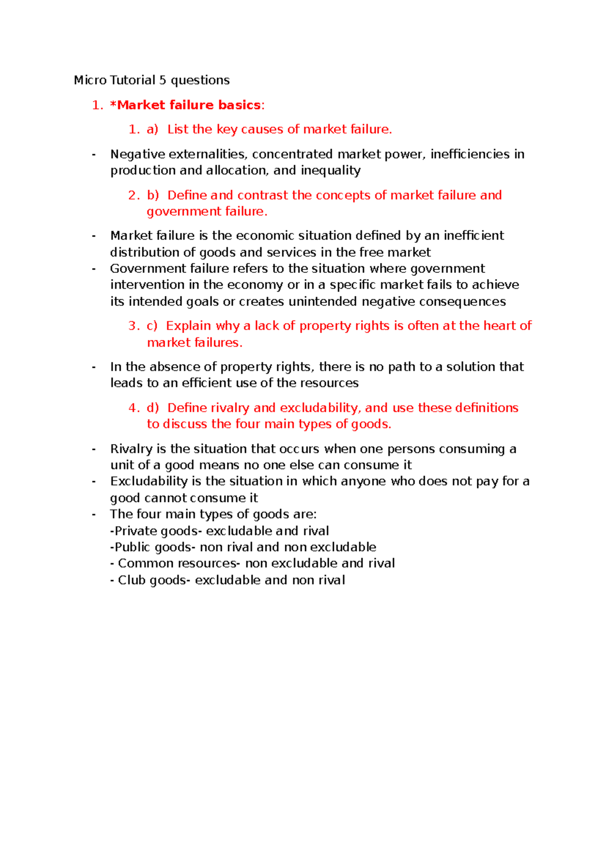 Micro Tutorial 5 questions - Micro Tutorial 5 questions 1. *Market ...