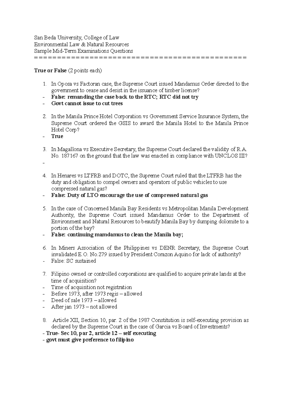 Nat-Res-Sample-Mid Term-Questions - San Beda University, College of Law ...