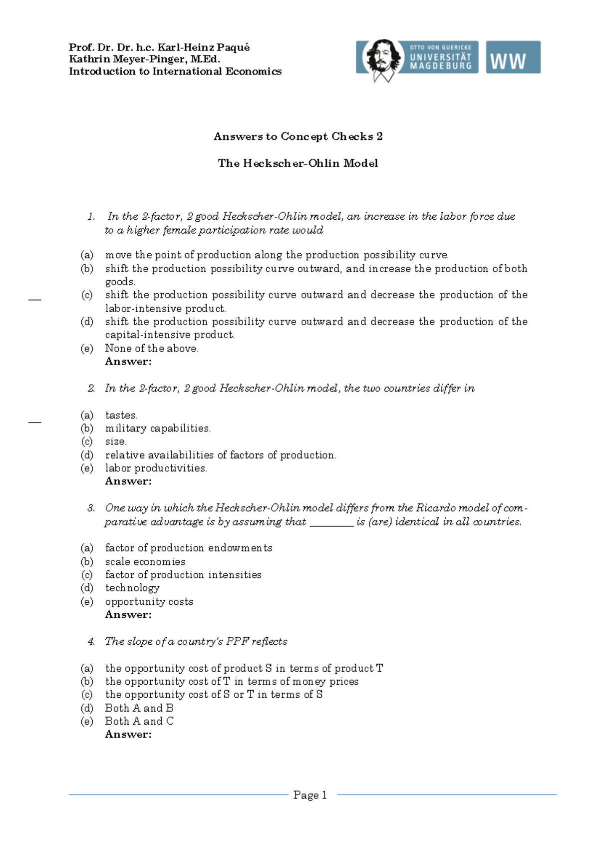 Concept Checks 2 - Prof. Dr. Dr. h. Kathrin M. Introduction to ...