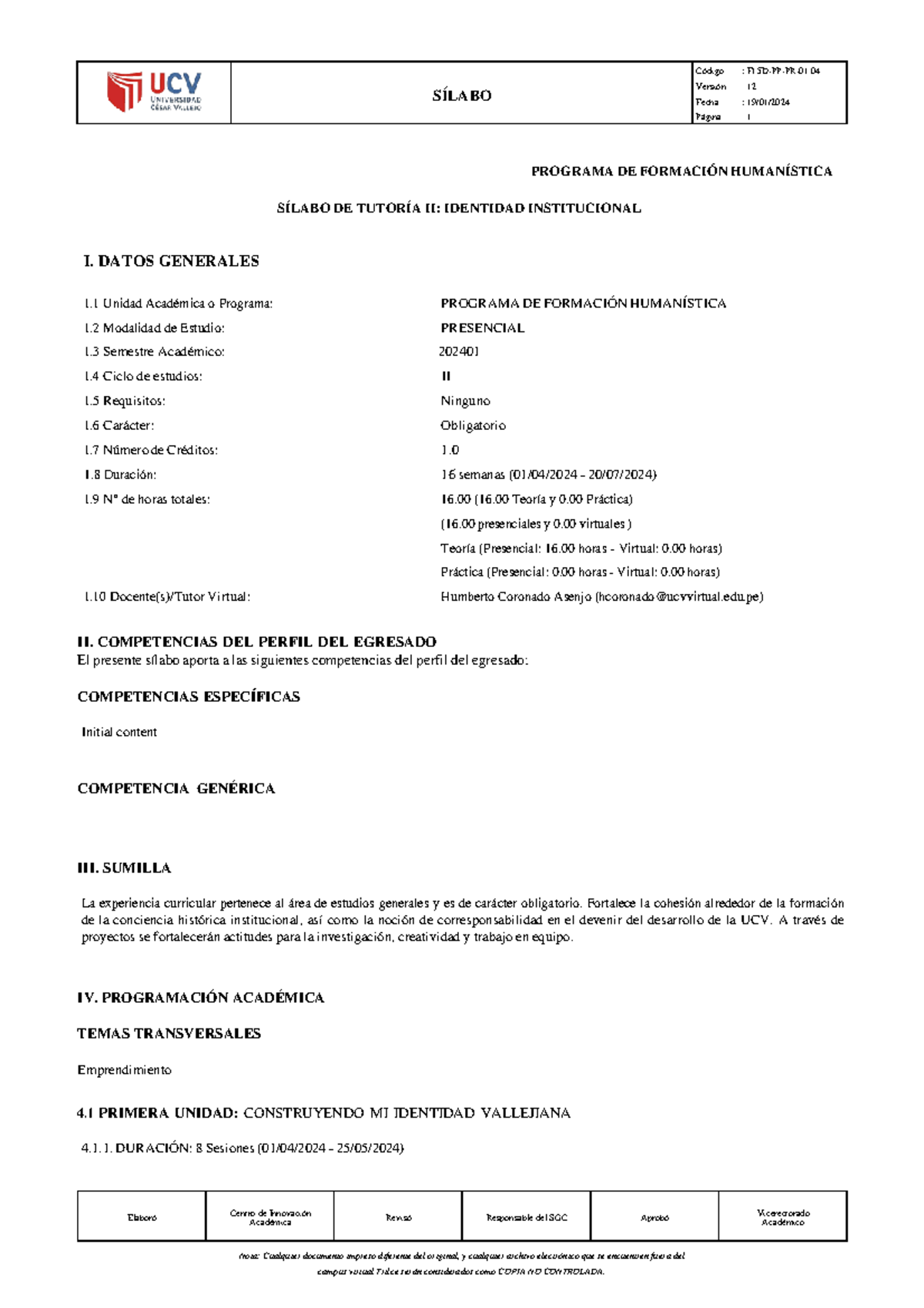 Tutoría II-okk - silabo - Nota: Cualquier documento impreso diferente ...