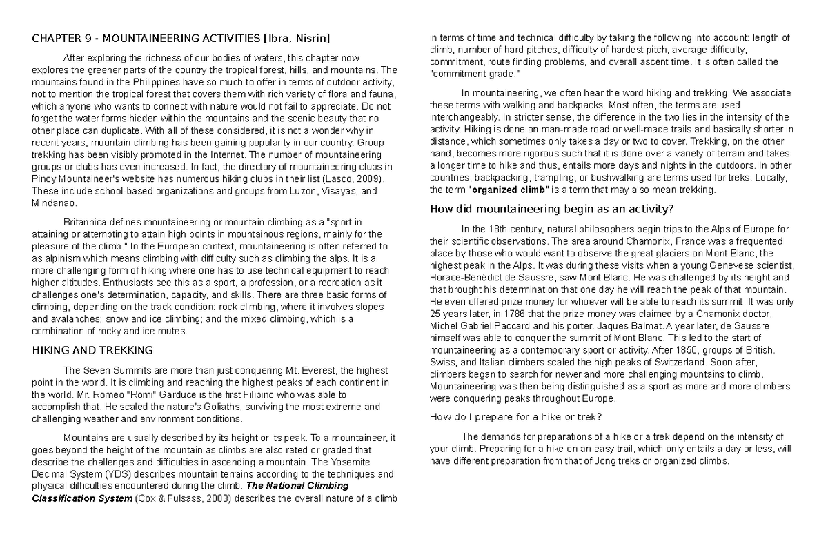 Chapter 9 PE Landscape - Heje - CHAPTER 9 - MOUNTAINEERING ACTIVITIES ...