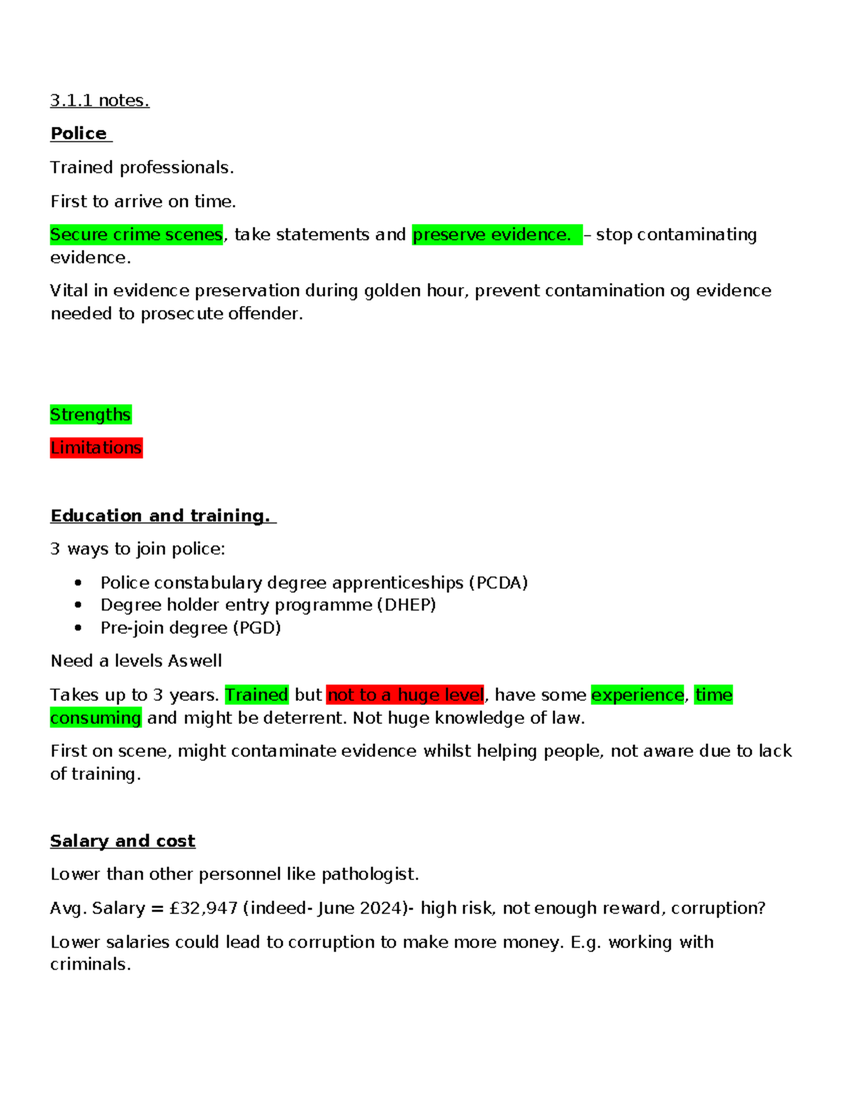 Criminology Unit 3 1.1 Notes and Plan - 3.1 notes. Police Trained ...