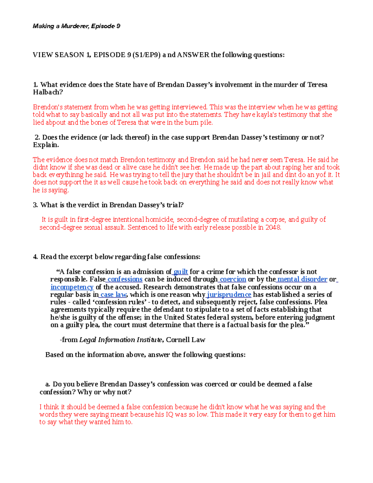 I got 9 - i like this writing - Making a Murderer, Episode 9 VIEW ...
