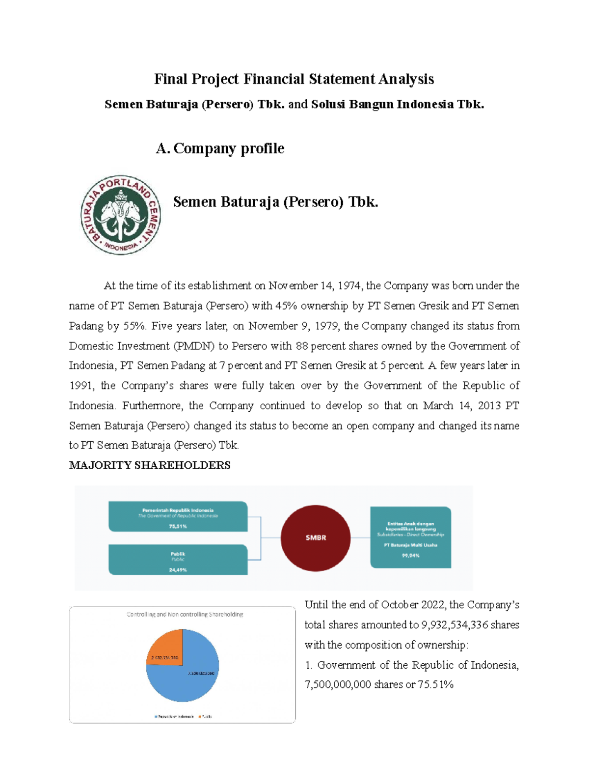 Paper statement of financial analysis - Final Project Financial ...