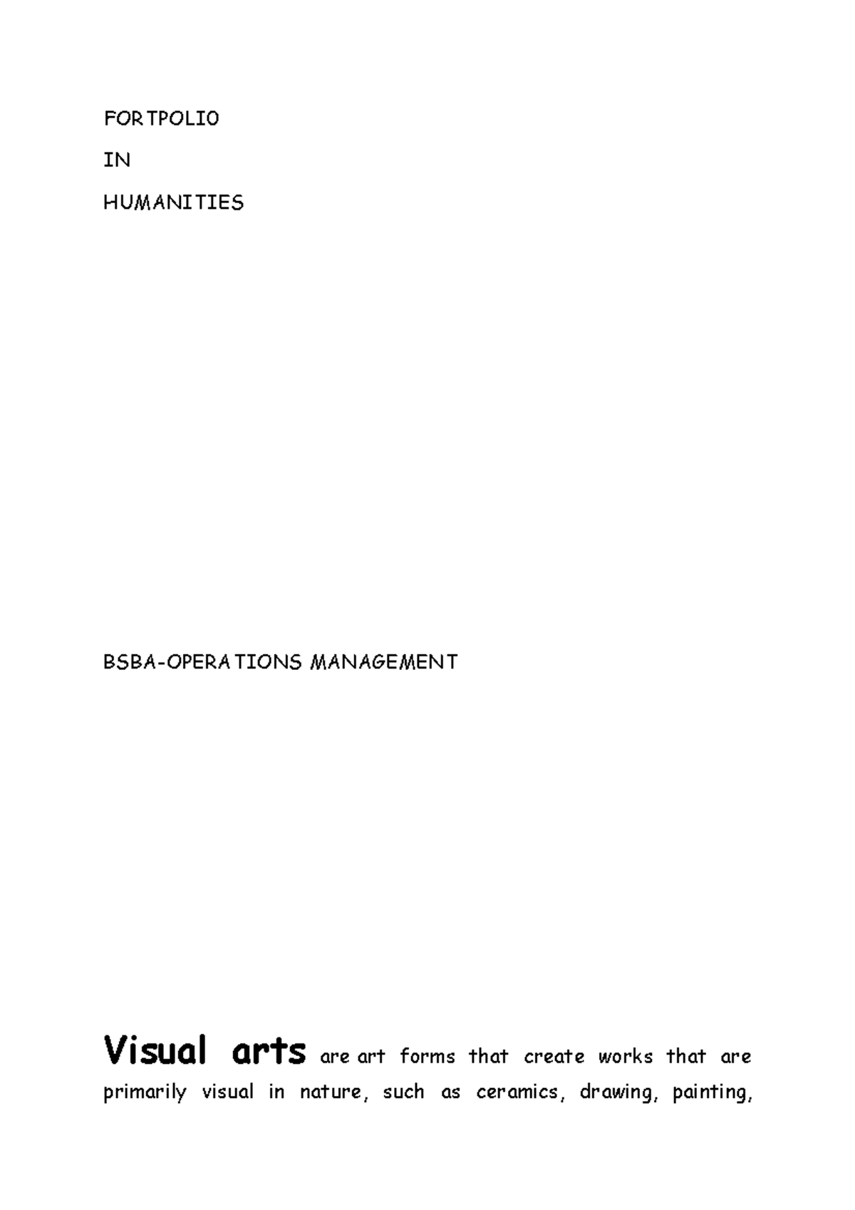 VII - Visual Arts and Example - FORTPOLI IN HUMANITIES BSBA-OPERATIONS ...