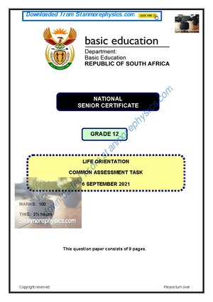 LIFE Orientation Grade 12 Guide FOR Learners IN Preparation - These ...