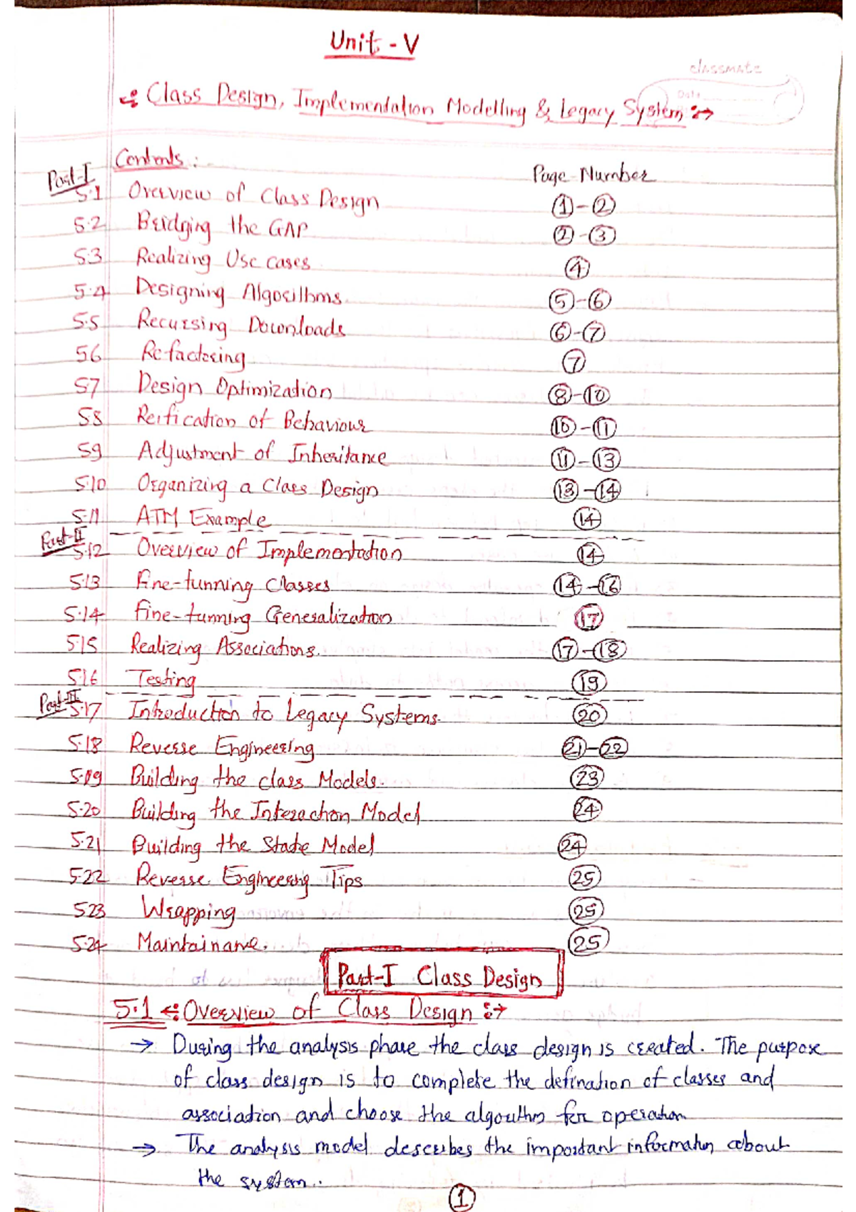 CH 05-HW Notes - Unit V classmate Class Design, Implementation ...