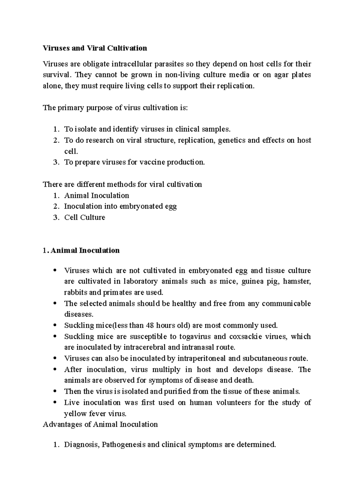 Viruses and Viral Cultivation - Viruses and Viral Cultivation Viruses ...