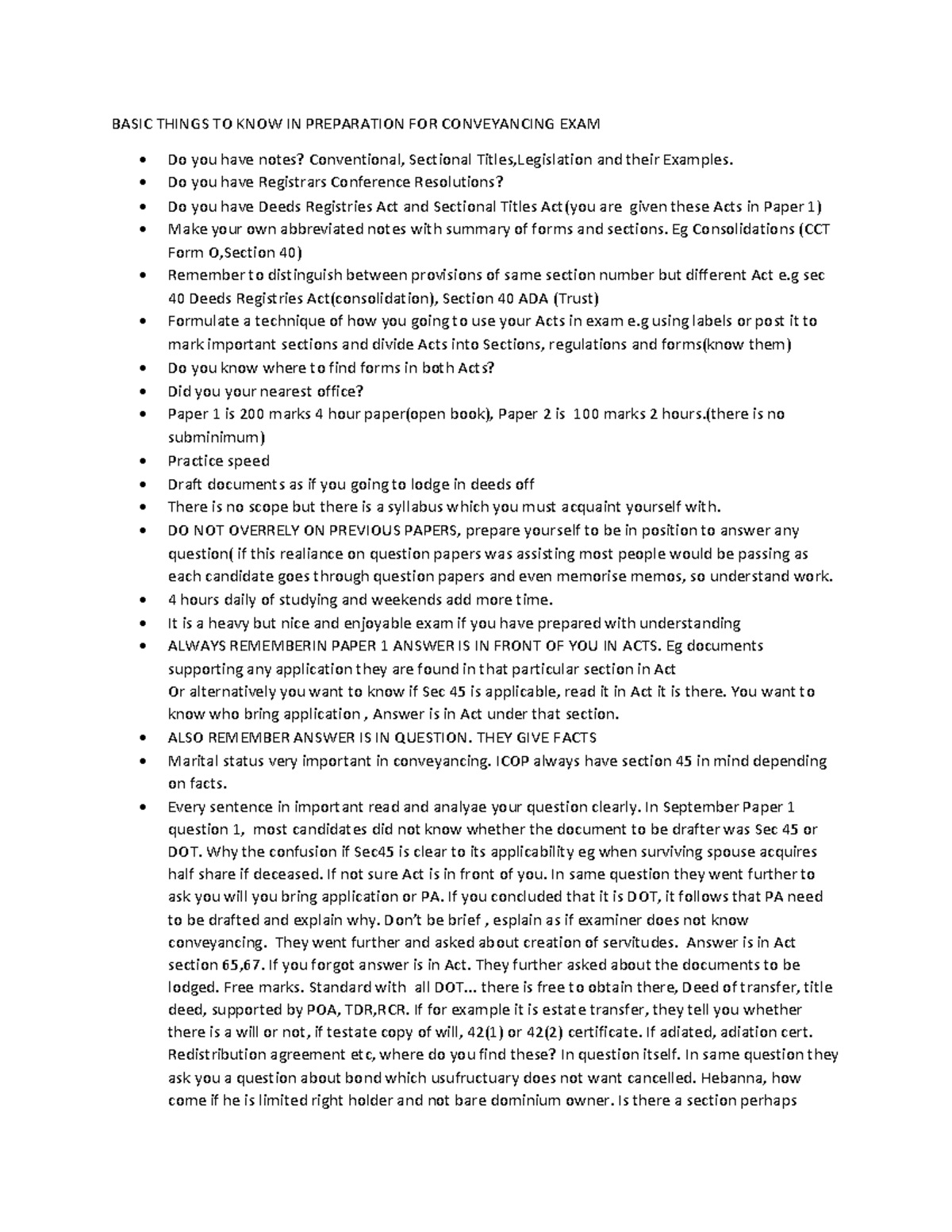 Basic Tips for Conveyancing Exam Preparation - BASIC THINGS TO KNOW IN ...