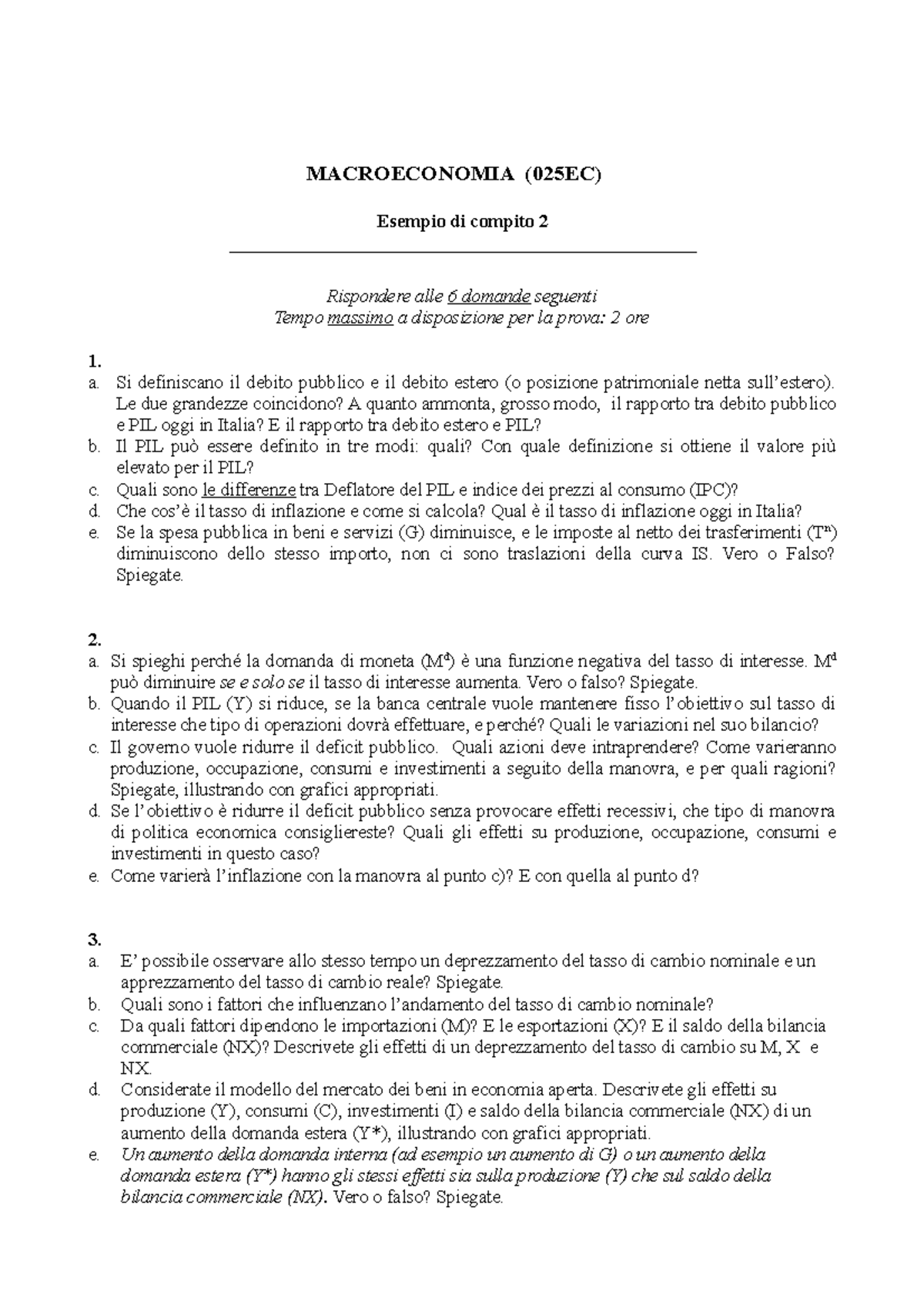 Esempio compito 2 - relazione per la tesina - MACROECONOMIA (025EC ...