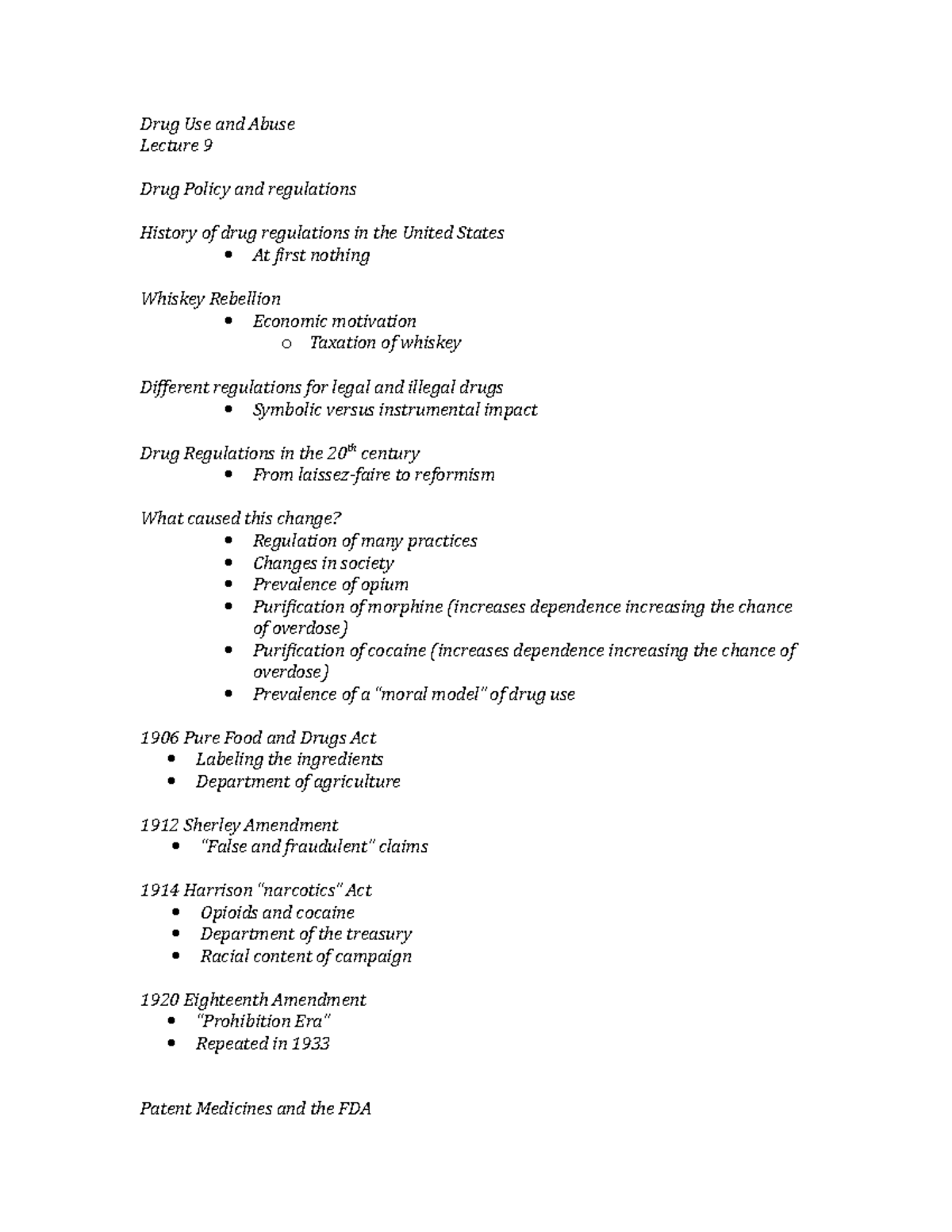 Drug Use and Abuse lecture 9 - Drug Use and Abuse Lecture 9 Drug Policy ...