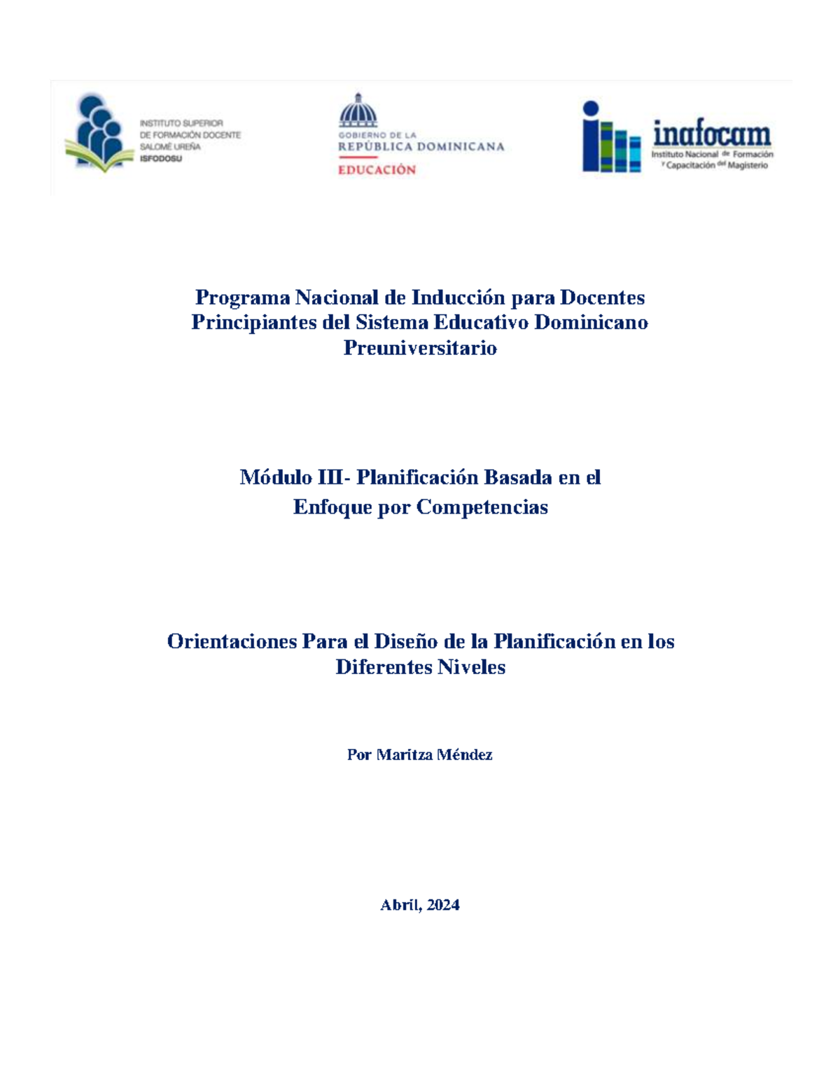 Orientaciones Planificación - Programa Nacional de Inducción para ...