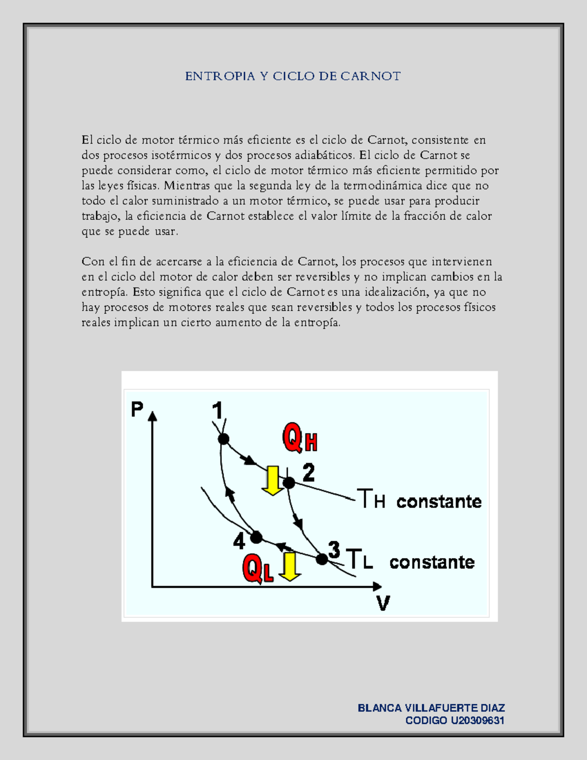 Entropia Y Ciclo DE Carnot - BLANCA VILLAFUERTE DIAZ CODIGO U ENTROPIA ...
