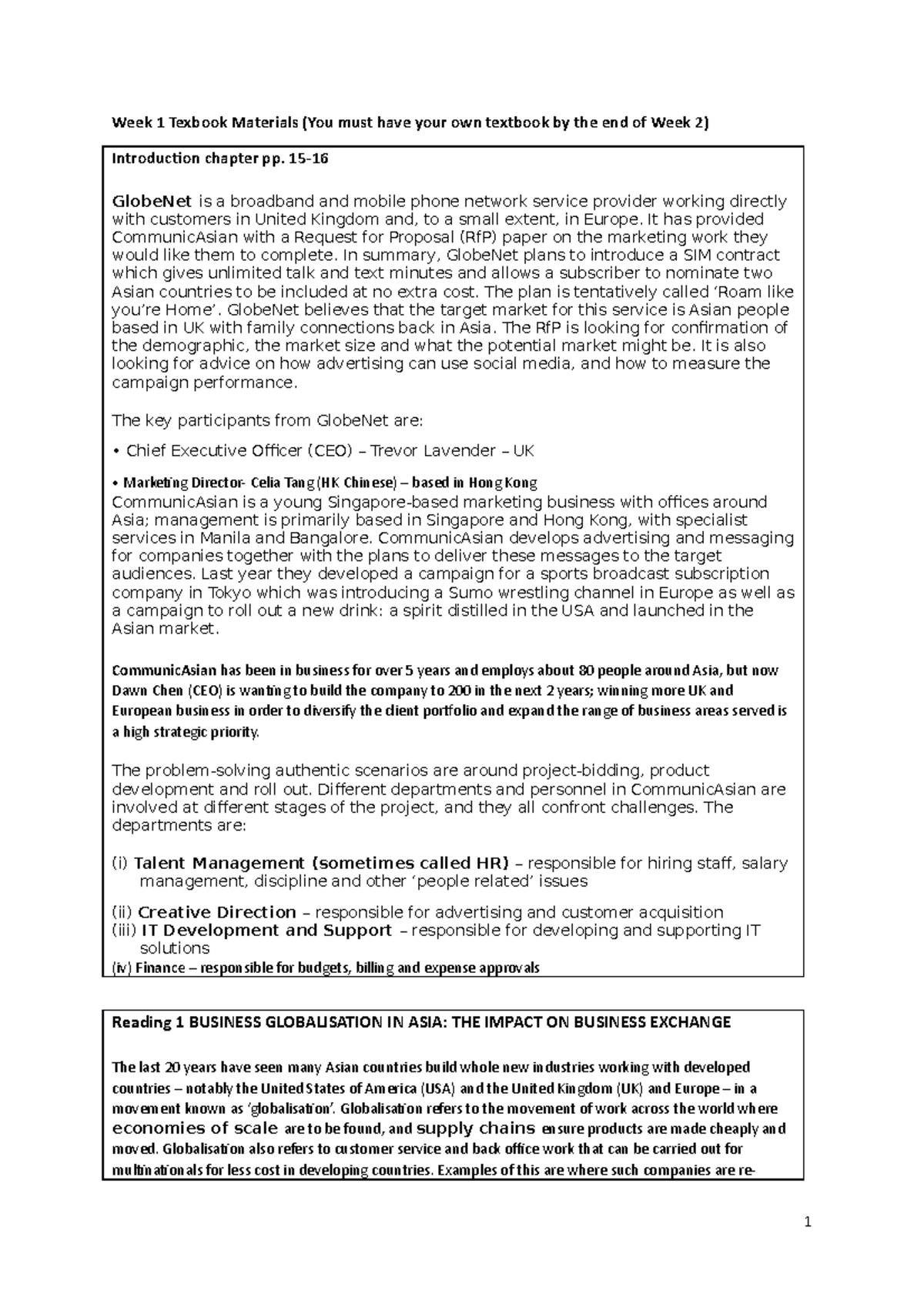 Week 1 Textbook Materials - Week 1 Texbook Materials (You must have ...