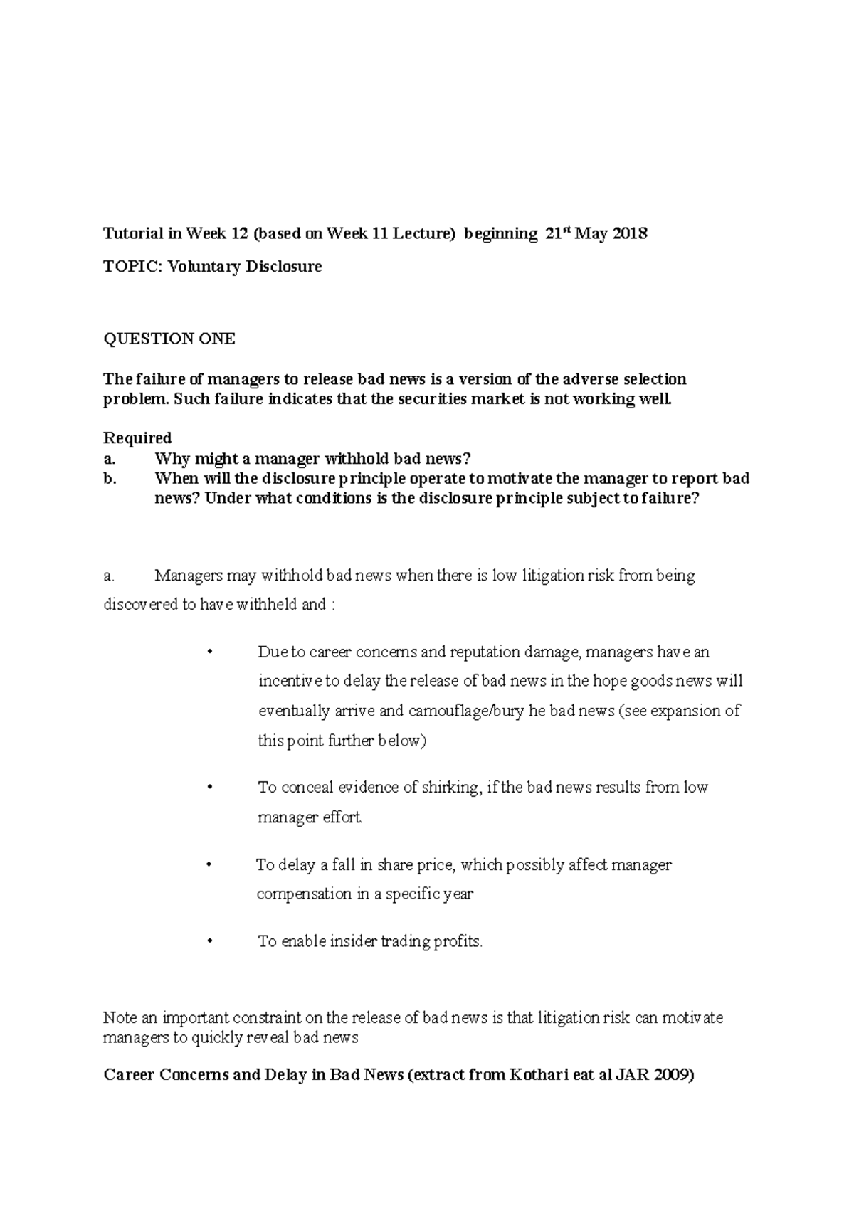 Week12 Questions Solutions - Tutorial in Week 12 (based on Week 11 Lecture) beginning 21st May ...