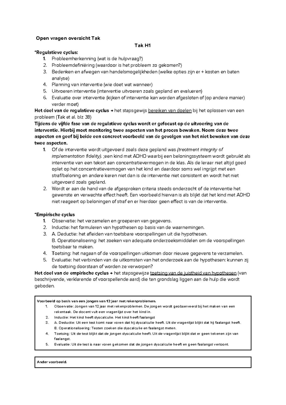 Diagnostiek open oefen vragen Tak - Open vragen overzicht Tak Tak H1 ...