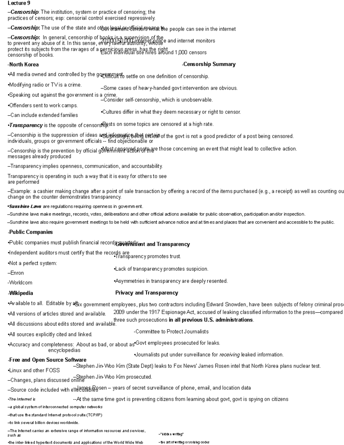 Soc 330 Final exam study guide - Lecture 9 – Censorship: The ...