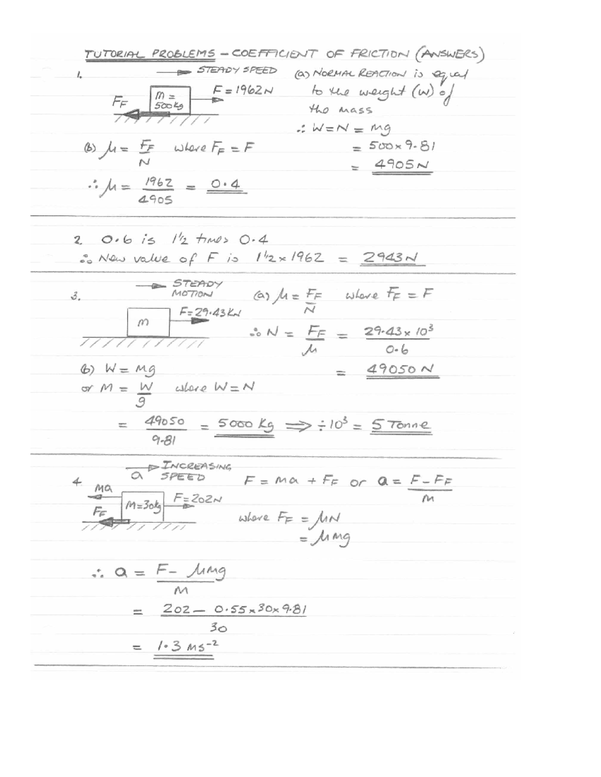 Coefficient of Friction Answers - Studocu