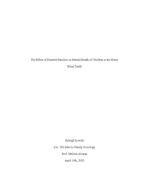 360 Reflection paper 2 - Ryleigh Rowell SOC 360 Reflection paper 2 Prof ...