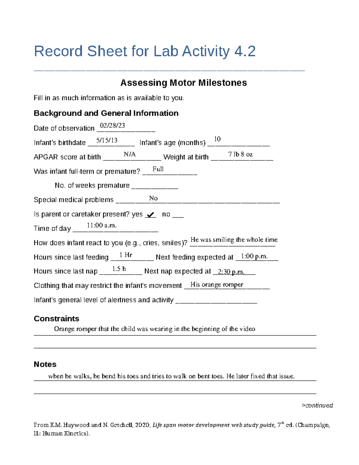 Record Sheet 4 2 - lab 4.2 - Record Sheet for Lab Activity 4. - Studocu