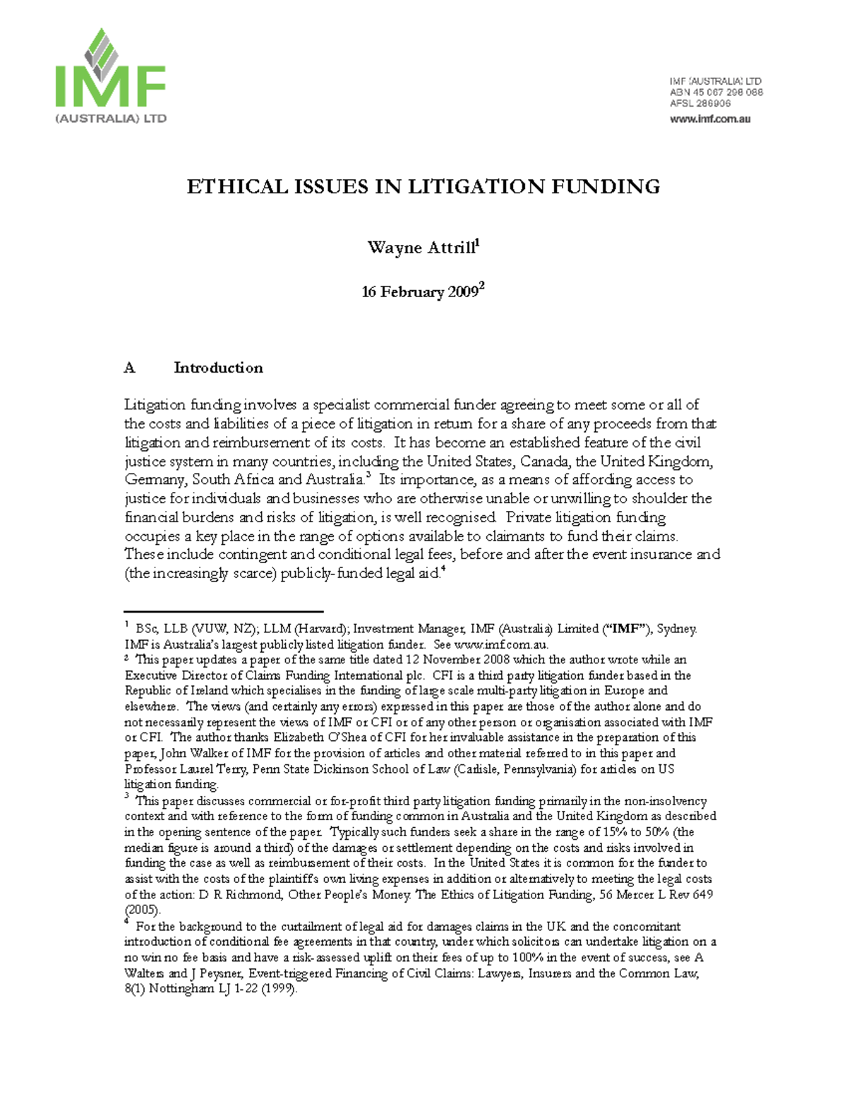 Ethical issues paper imf09 globalaw conference - ETHICAL ISSUES IN ...