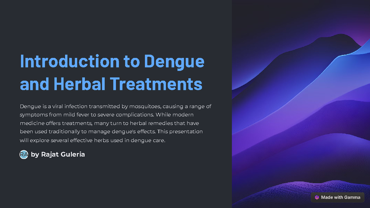 Introduction to Dengue and Herbal Treatments - Introduction to Dengue ...