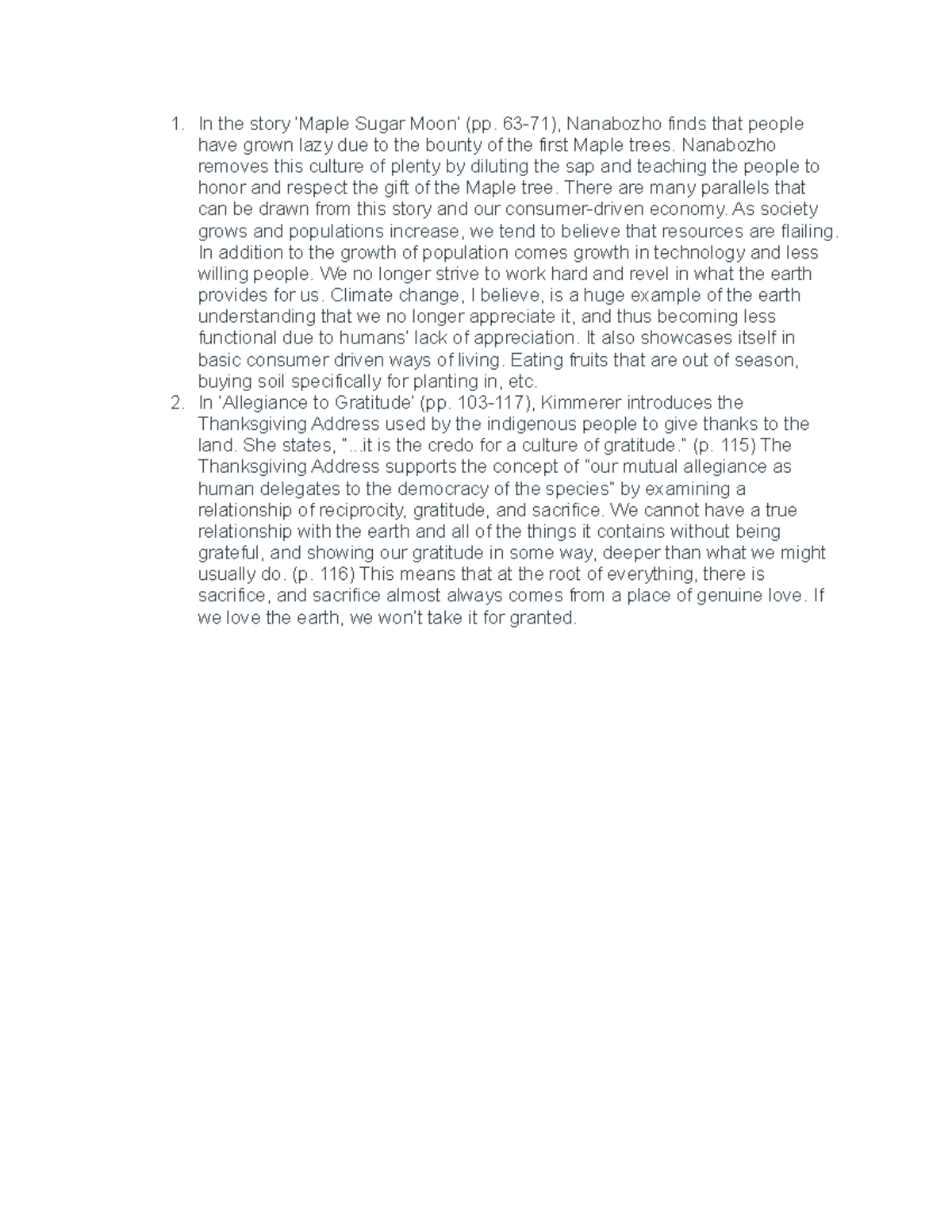Braiding Sweetgrass 2 - In the story ‘Maple Sugar Moon’ (pp. 63-71 ...