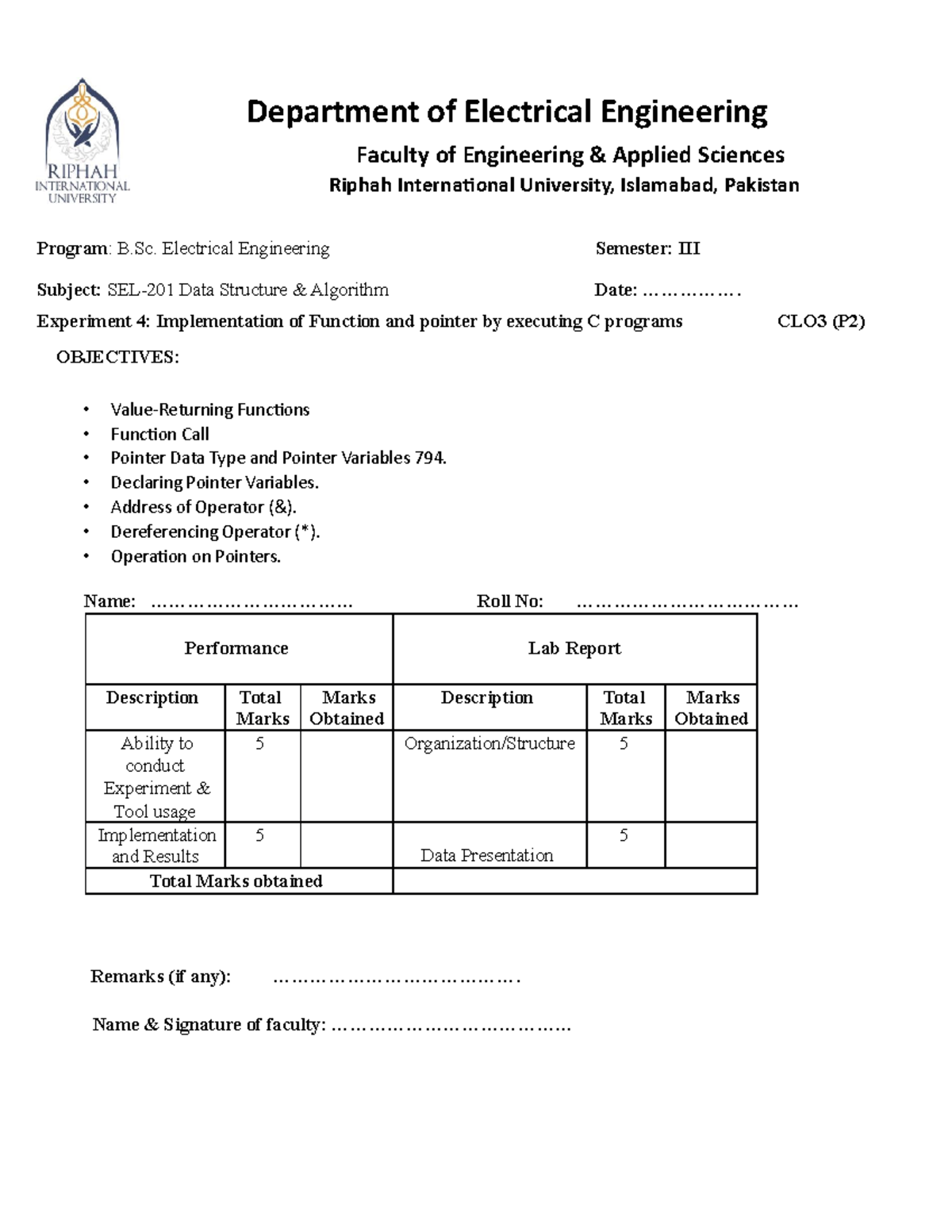 Lab no 4dst - nil - Department of Electrical Engineering Faculty of ...