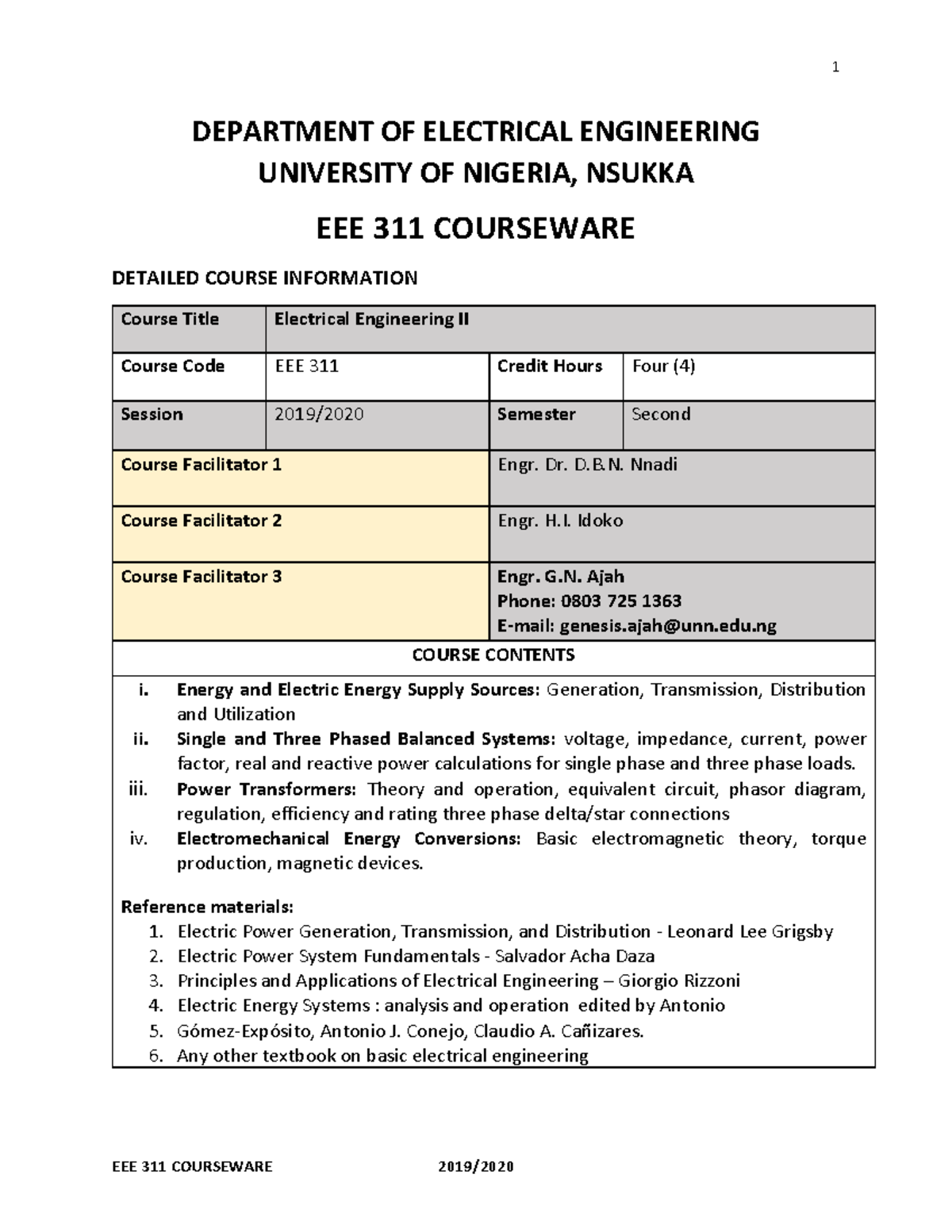 EEE 311 Course Note - Engineering related materials - DEPARTMENT OF ...