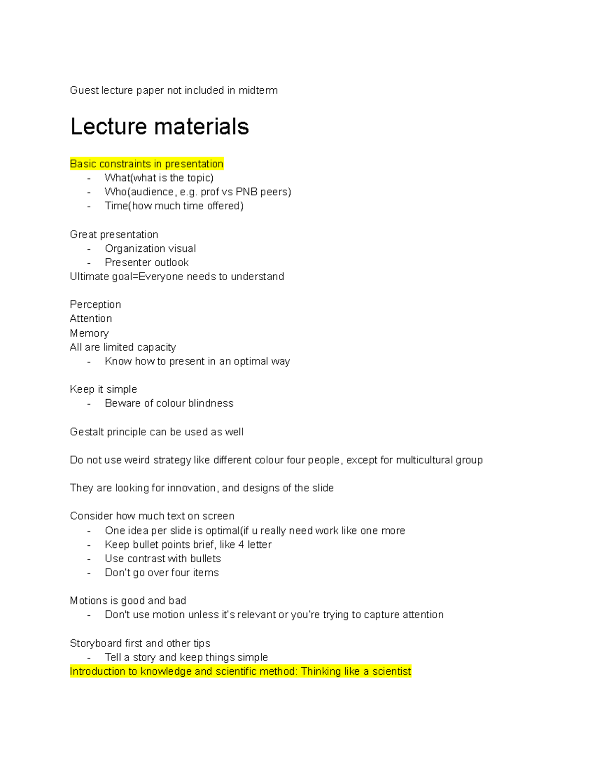 Pnb 2XF3 LECTURE NOTES - Guest lecture paper not included in midterm ...
