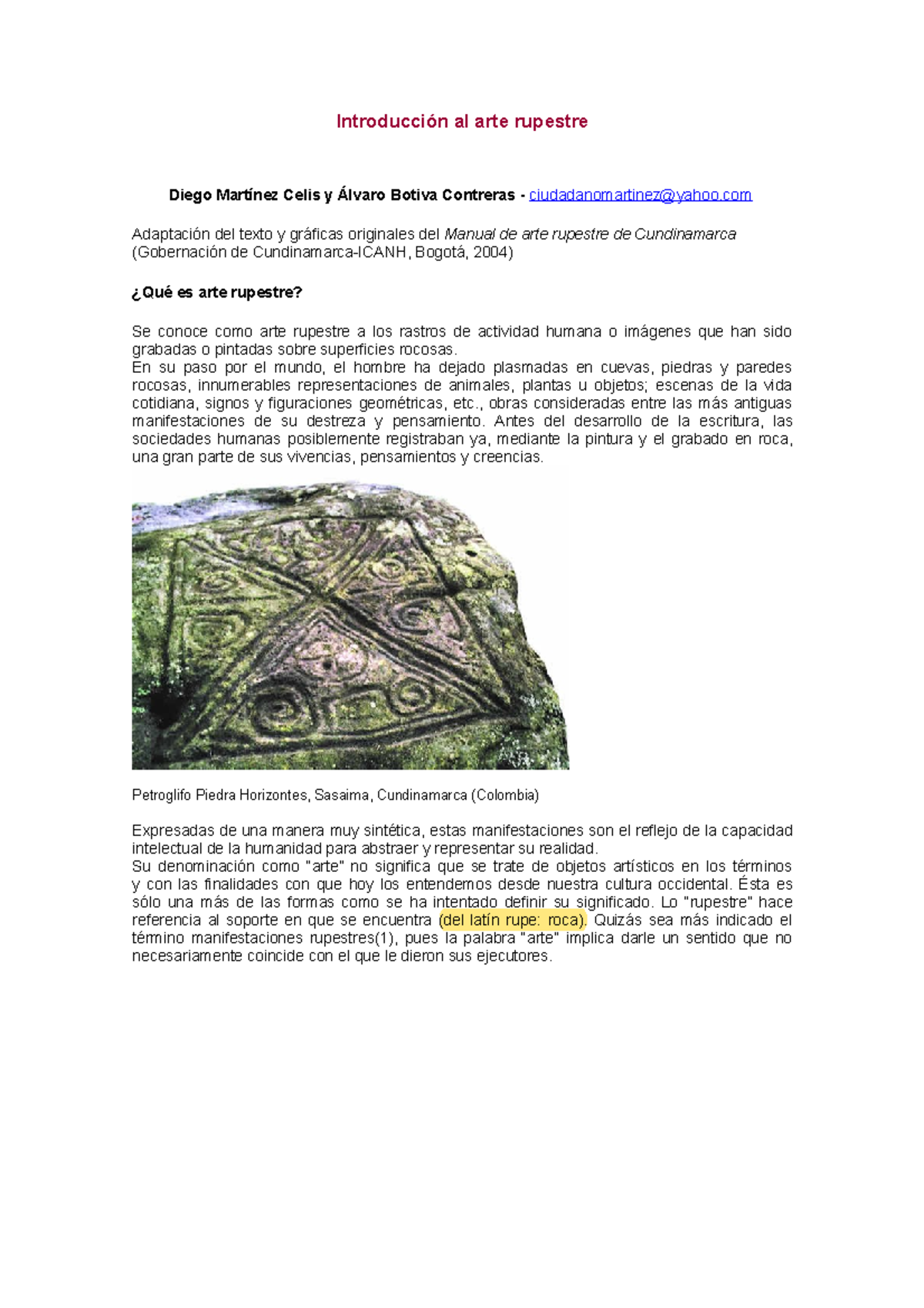 06. Introducción al arte rupestre autor Diego Martínez Celis y Álvaro ...