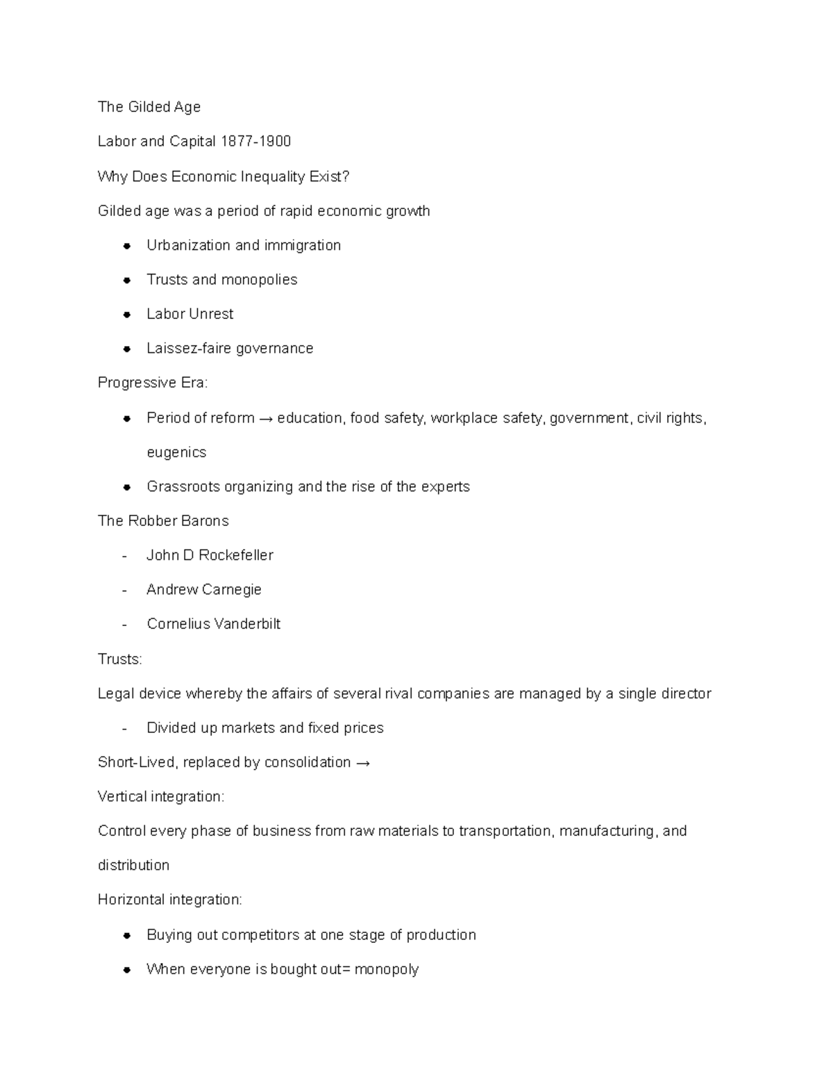 History after 1865 - The Gilded Age Labor and Capital 1877- Why Does ...