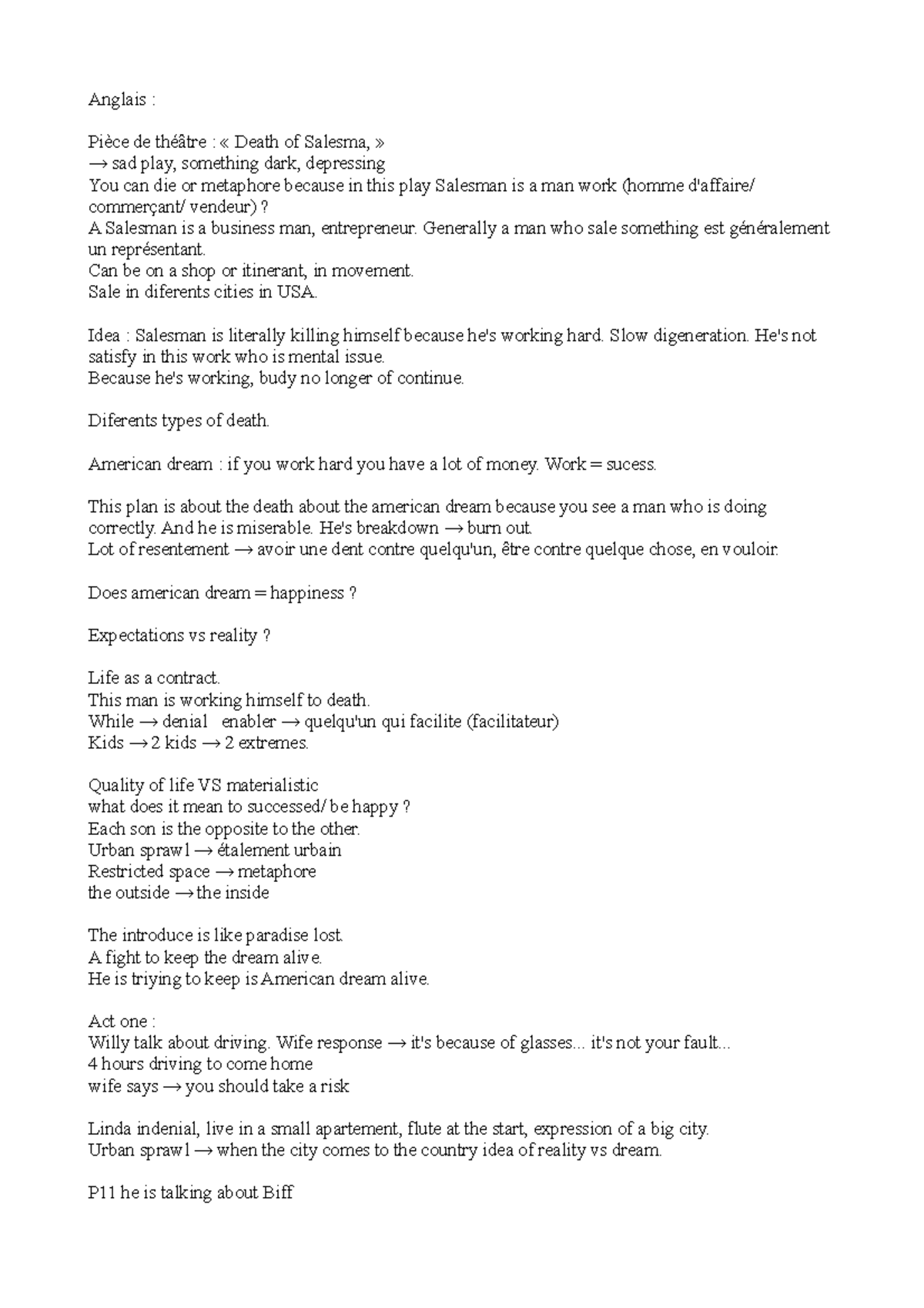 Anglais analyse de textes - Anglais : Pièce de théâtre : « Death of ...