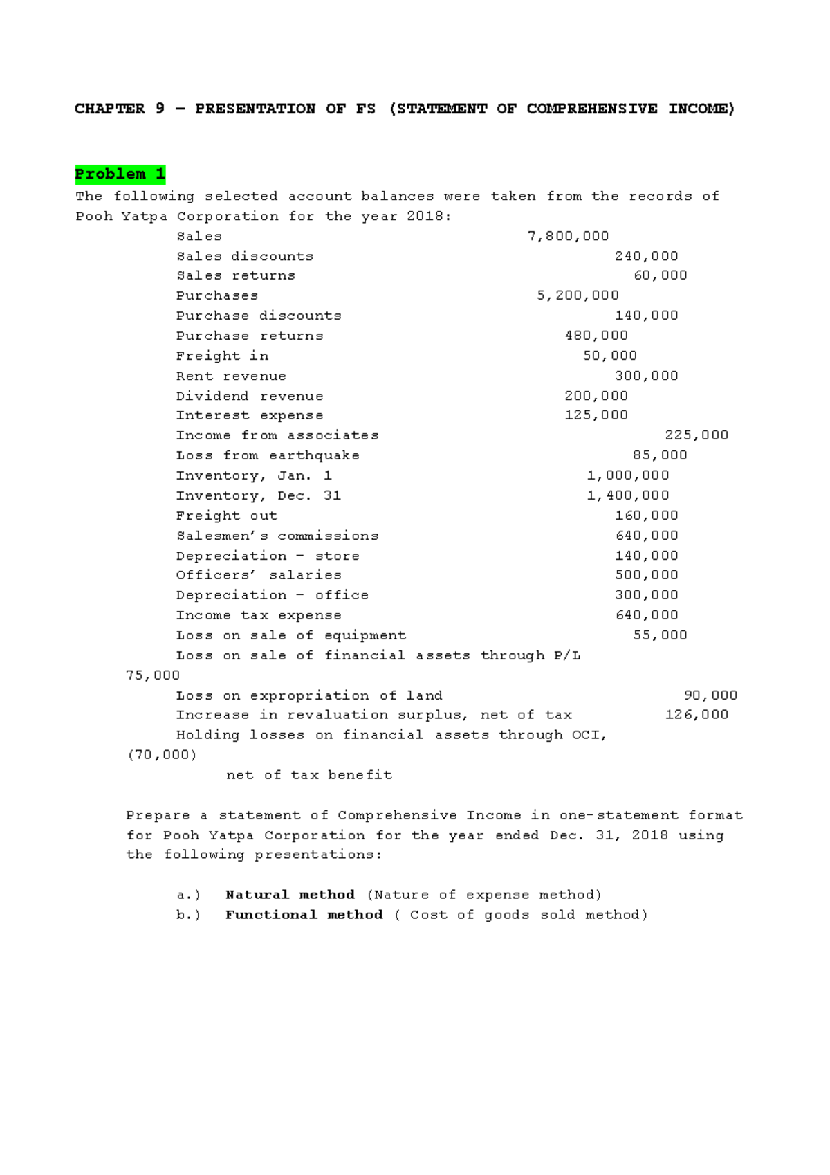 Presentation OF FS ( Statement OF Comprehensive Income) - CHAPTER 9 ...