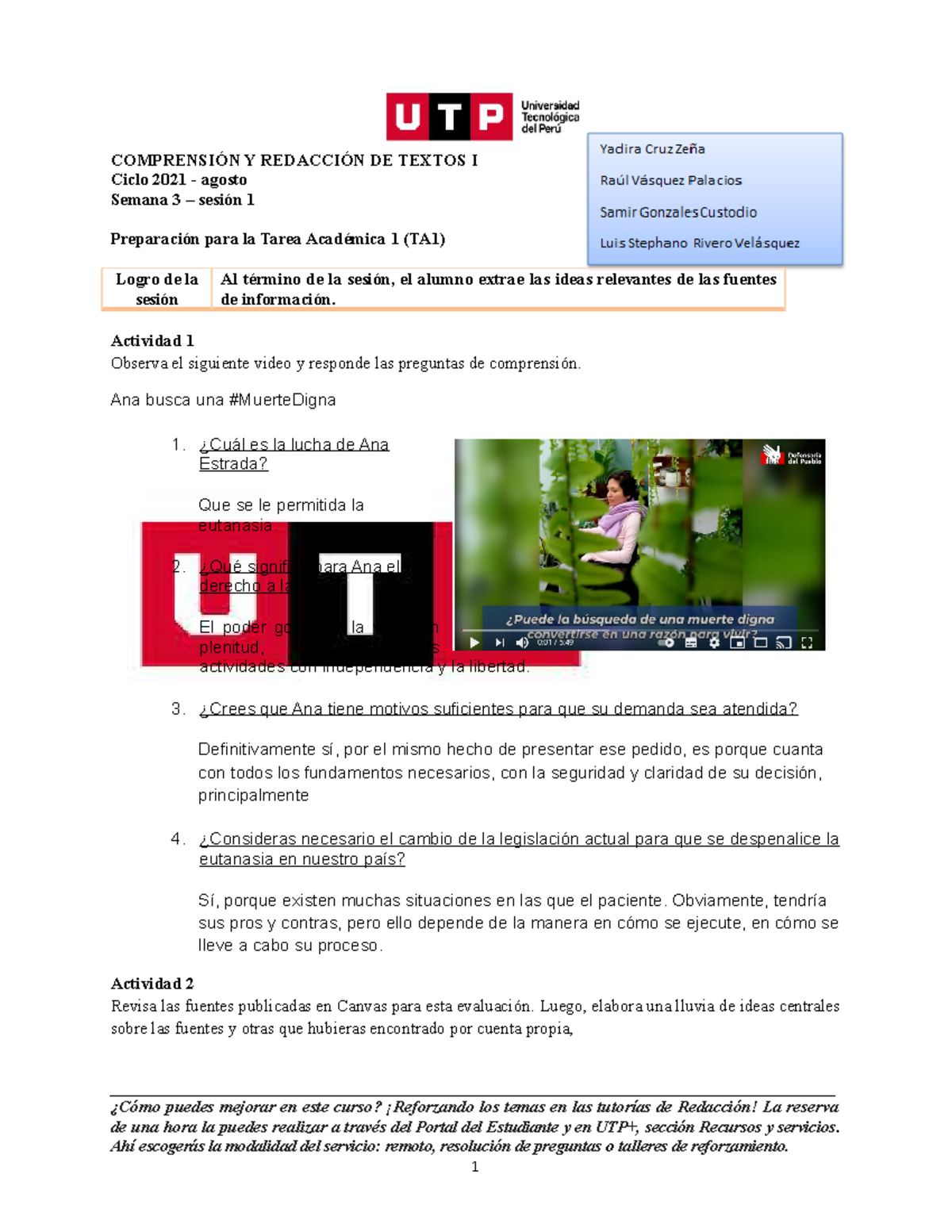 S03.s1 Preparación para la TA1 (material) 2021 agosto - Comprensión y Redacción de textos II ...