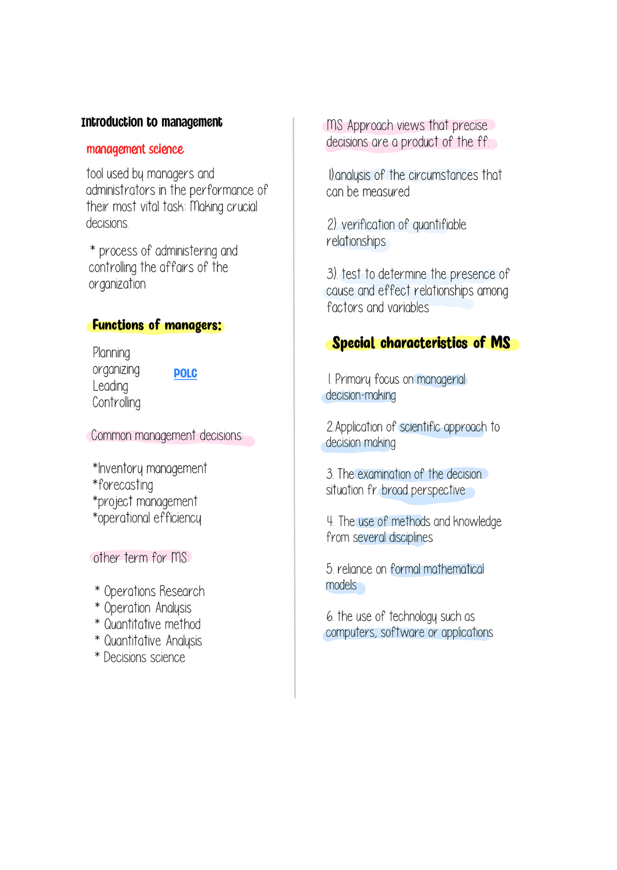 Reviewer - management science - Introduction to management ms Approach ...