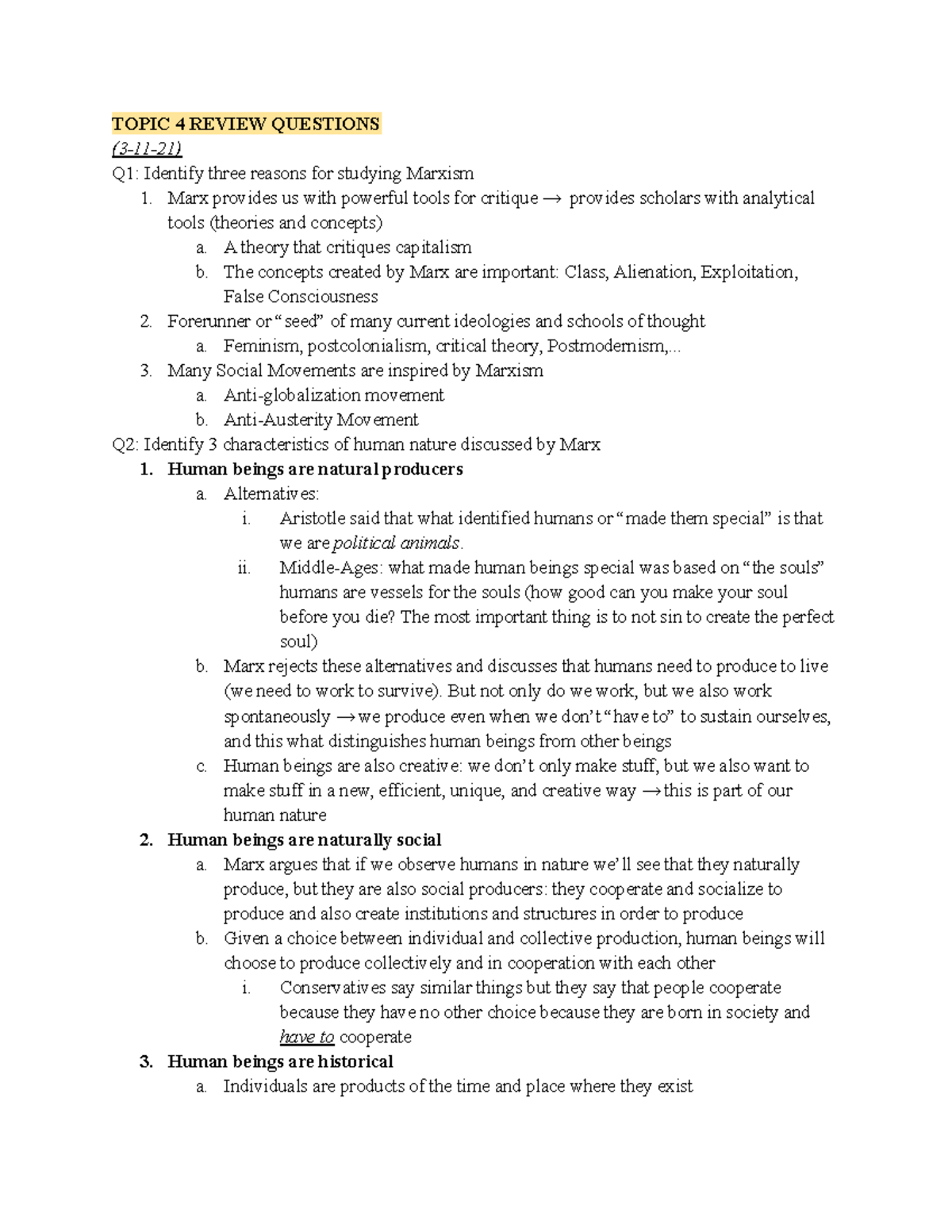 Topic 4 Review Questions - TOPIC 4 REVIEW QUESTIONS (3-11-21) Q1: Identify three reasons for ...
