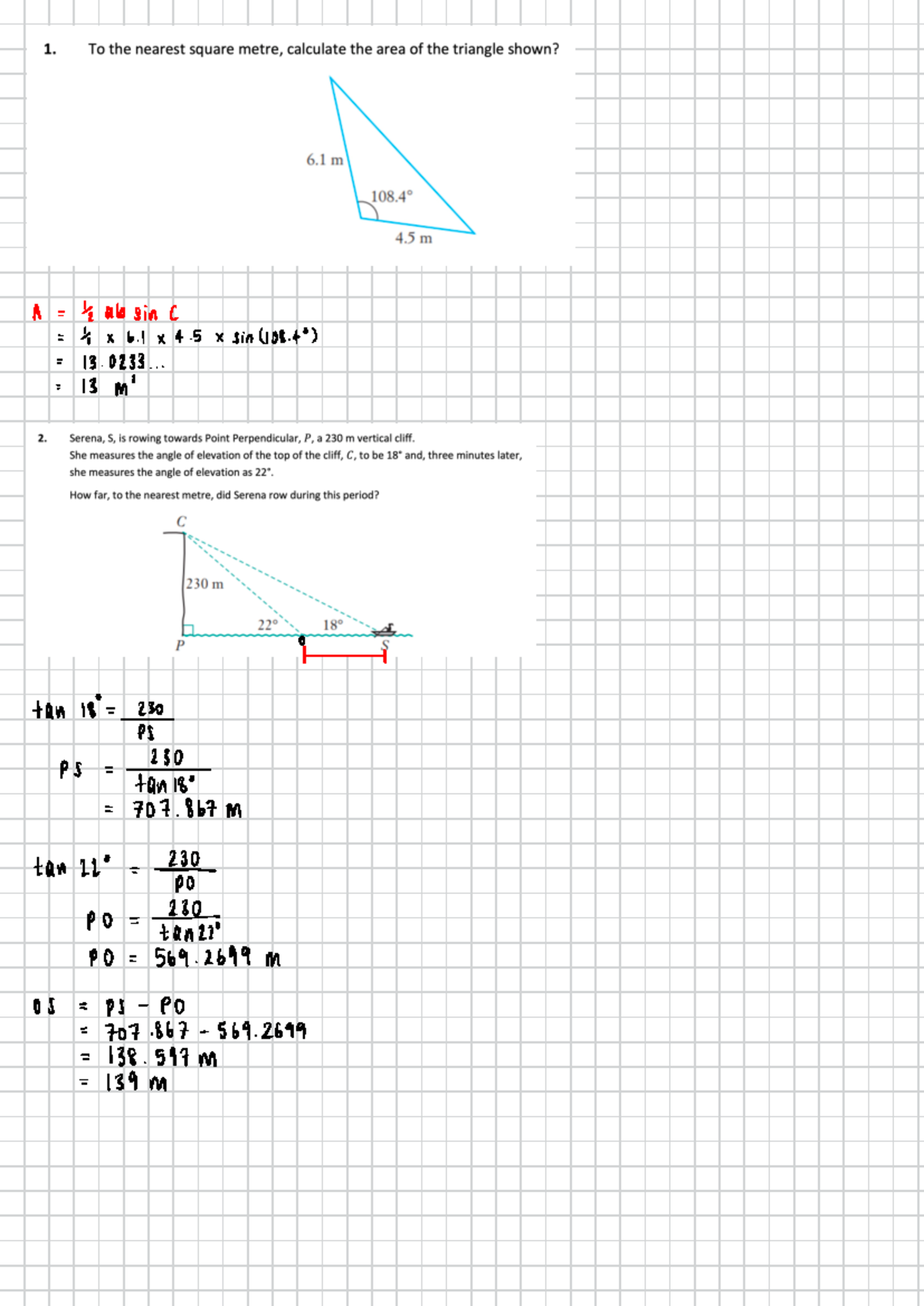 Assignment Solutions 25-06 - A = ab sin ( = X 6. 1 x 4. 5 x sin (108 ...