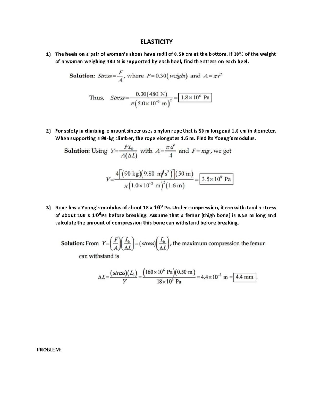 Elasticity - A document contains solved problems to practice solving problems related to - - Studocu