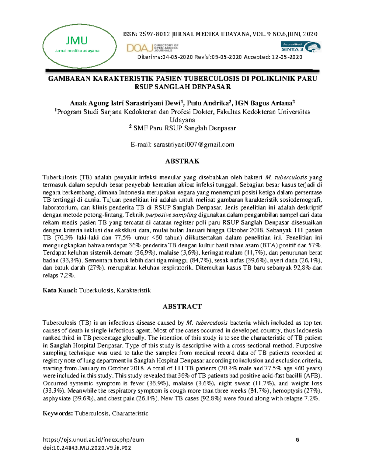 60533 205 153456 1 10 202006 08 - ojs.unud.ac/index.php/eum 6 ISSN: 2597-8012 JURNAL MEDIKA ...