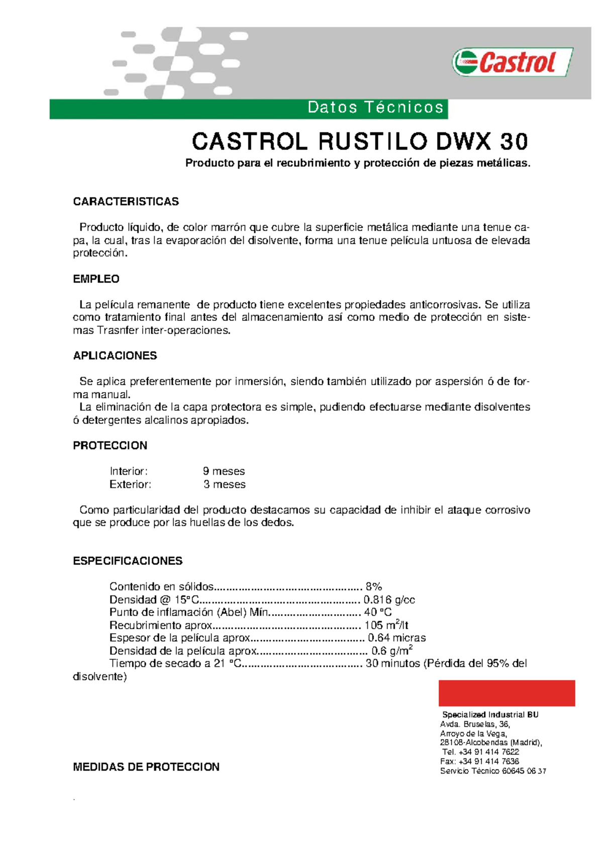 Rustilo DWX 30-pds-Esp - . Specialized Industrial BU Avda. Bruselas, 36, Arroyo de la Vega ...