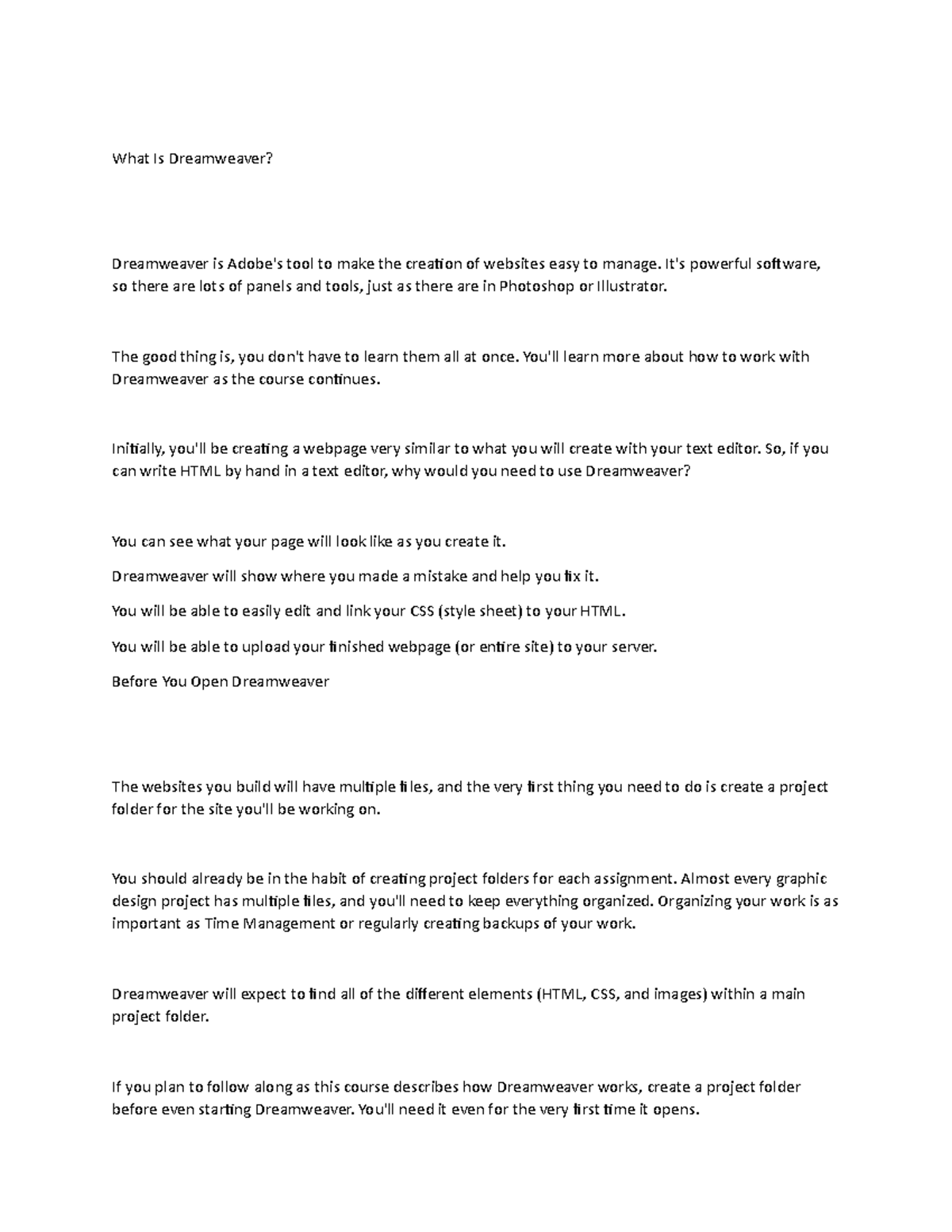 Module 02 Introduction to Dreamweaver - What Is Dreamweaver ...