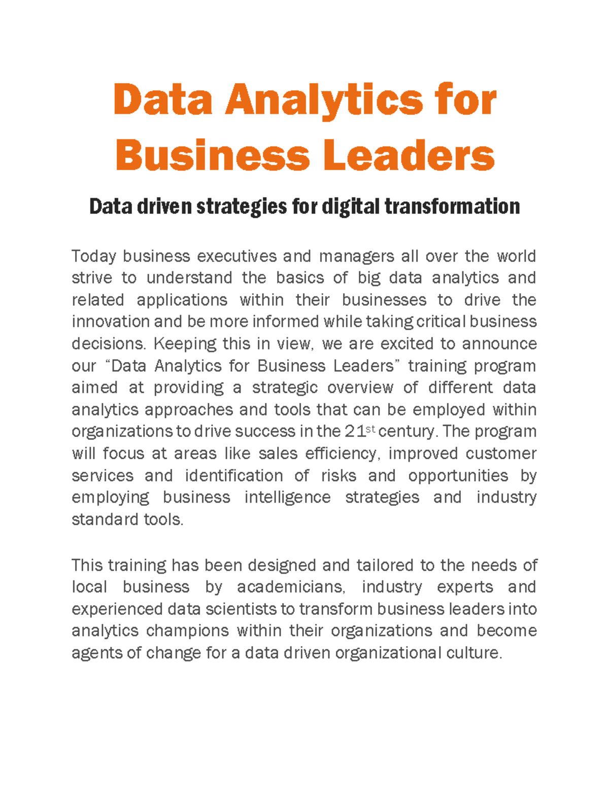 Data Analytics for Business Leaders - Data Analytics for Business ...