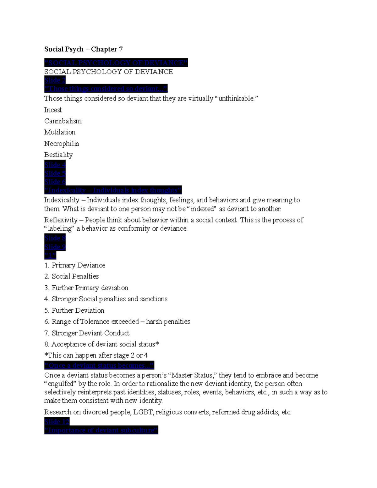 Social Psych Chapter 7 - Lecture notes 6 - Social Psych – Chapter 7 ...