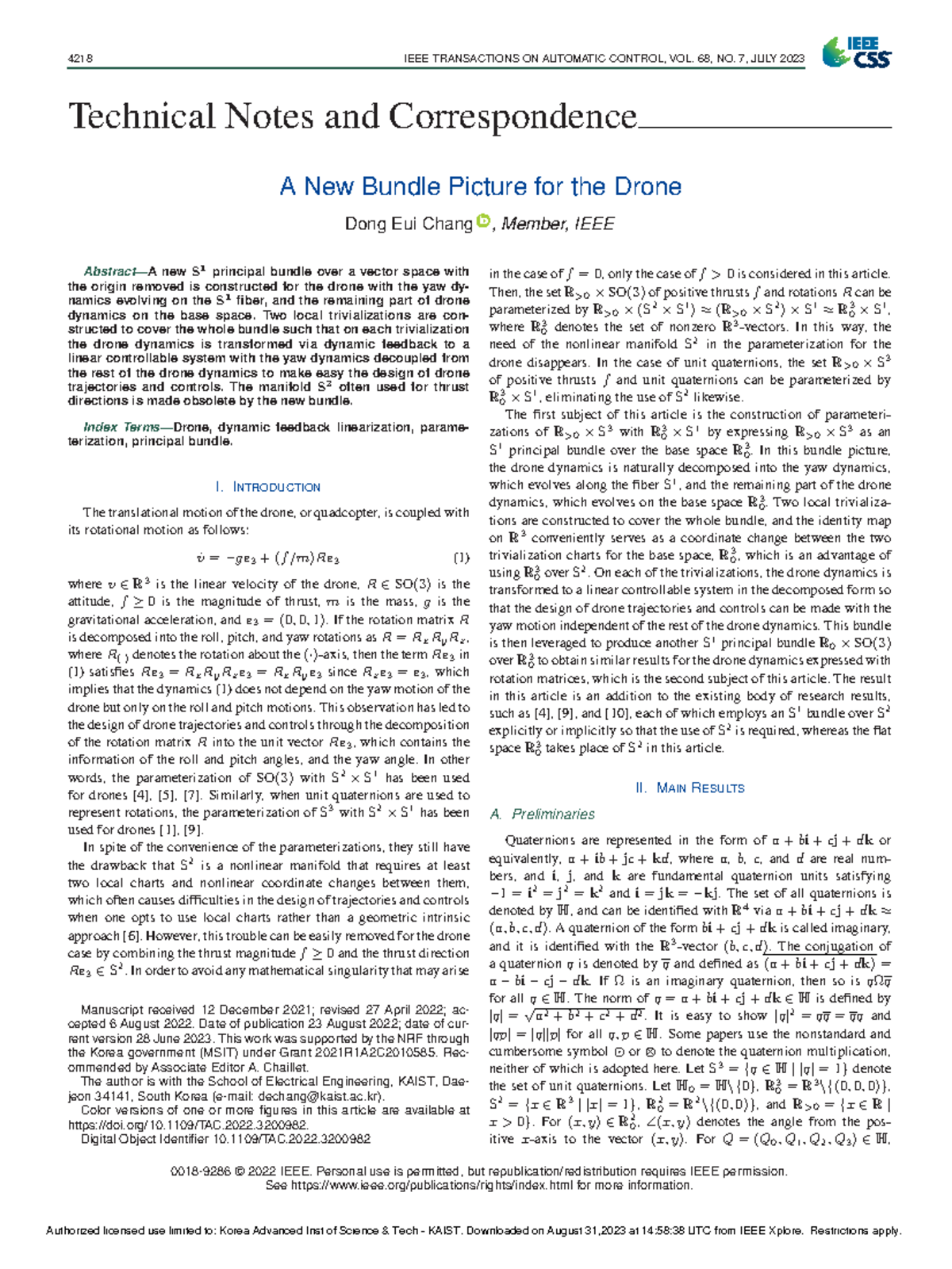 A New Bundle Picture for the Drone - Technical Notes and Correspondence ...