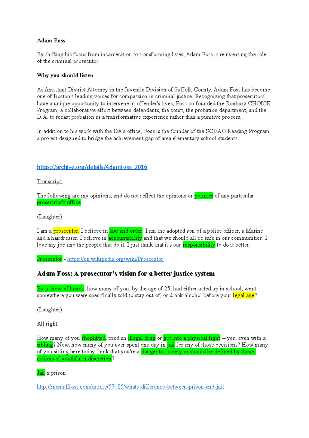 Adam Foss key - Key to Adam Foss sheet - Adam Foss By shifting his ...