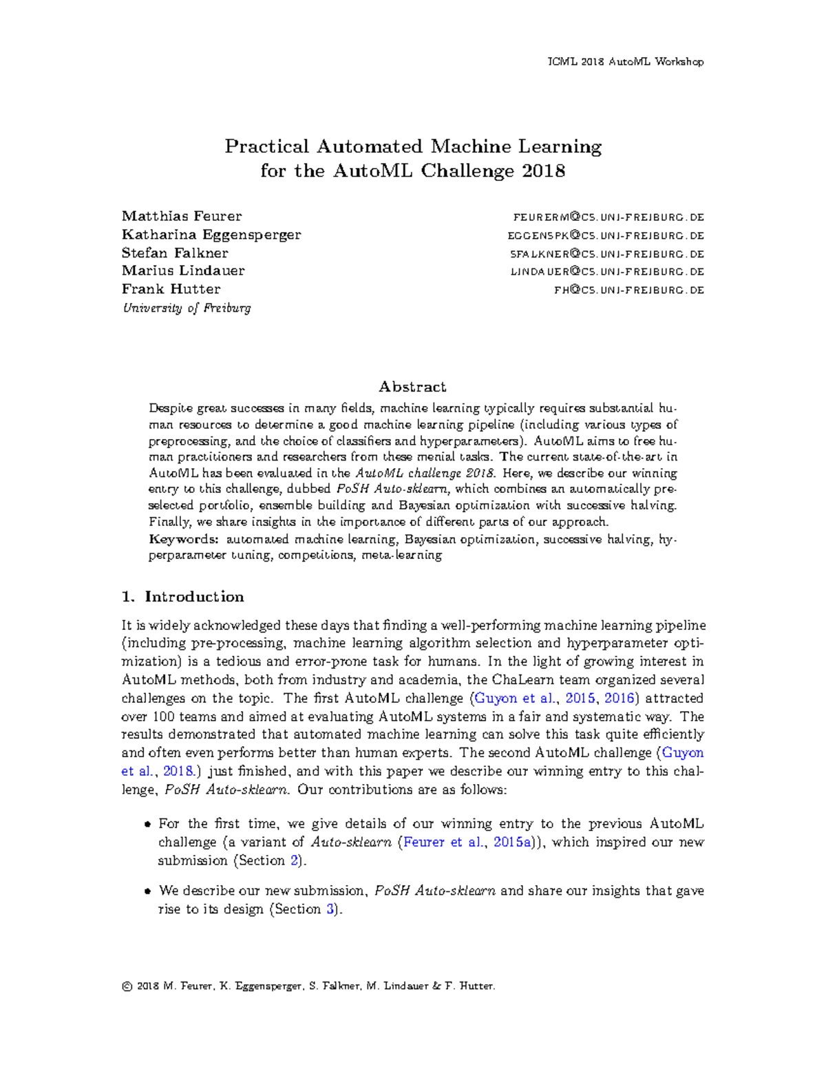 Practical Automated Machine Learningfor the Auto ML Challenge 2018 ...